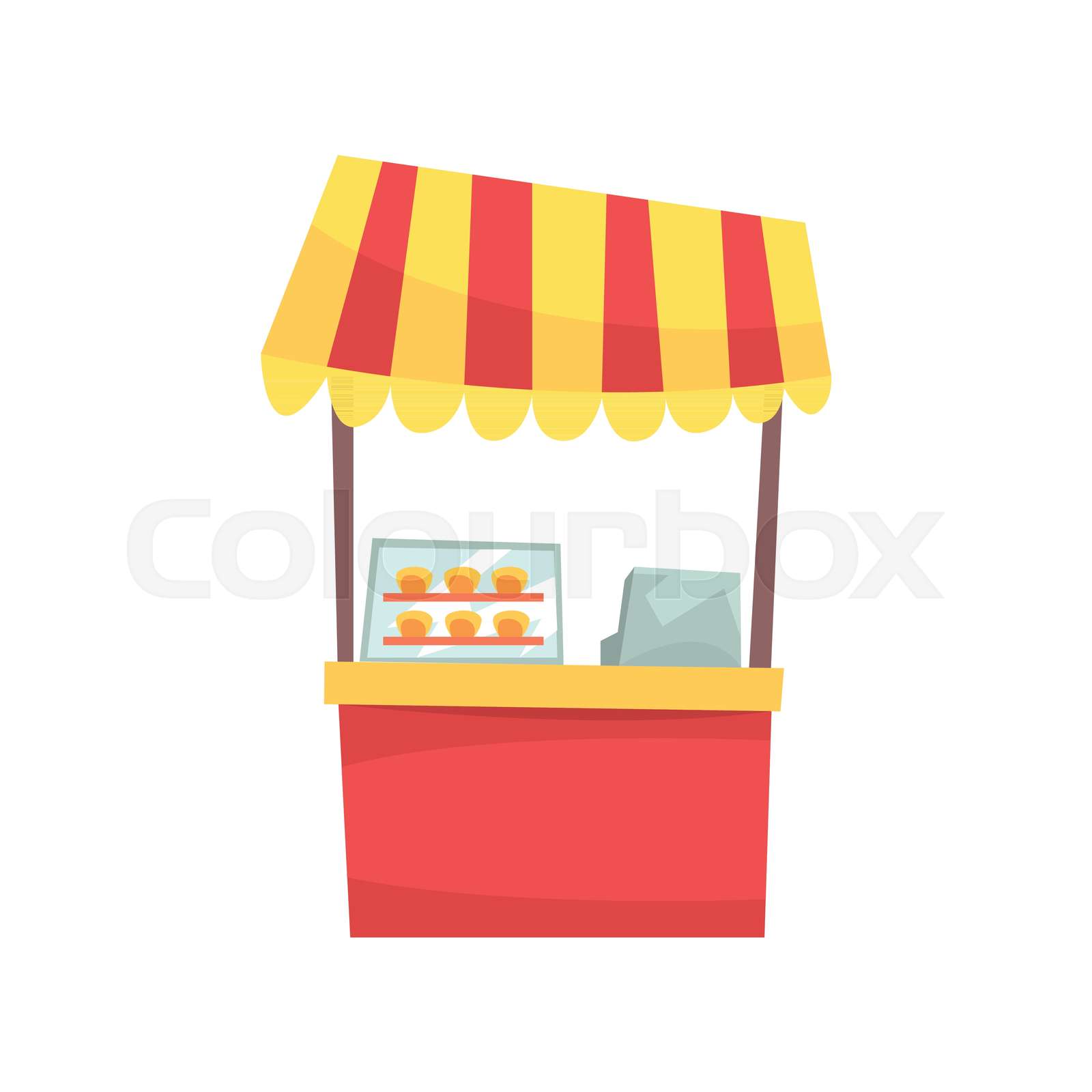 Food stall with cupcakes and sweets, fixed market stall for external ...