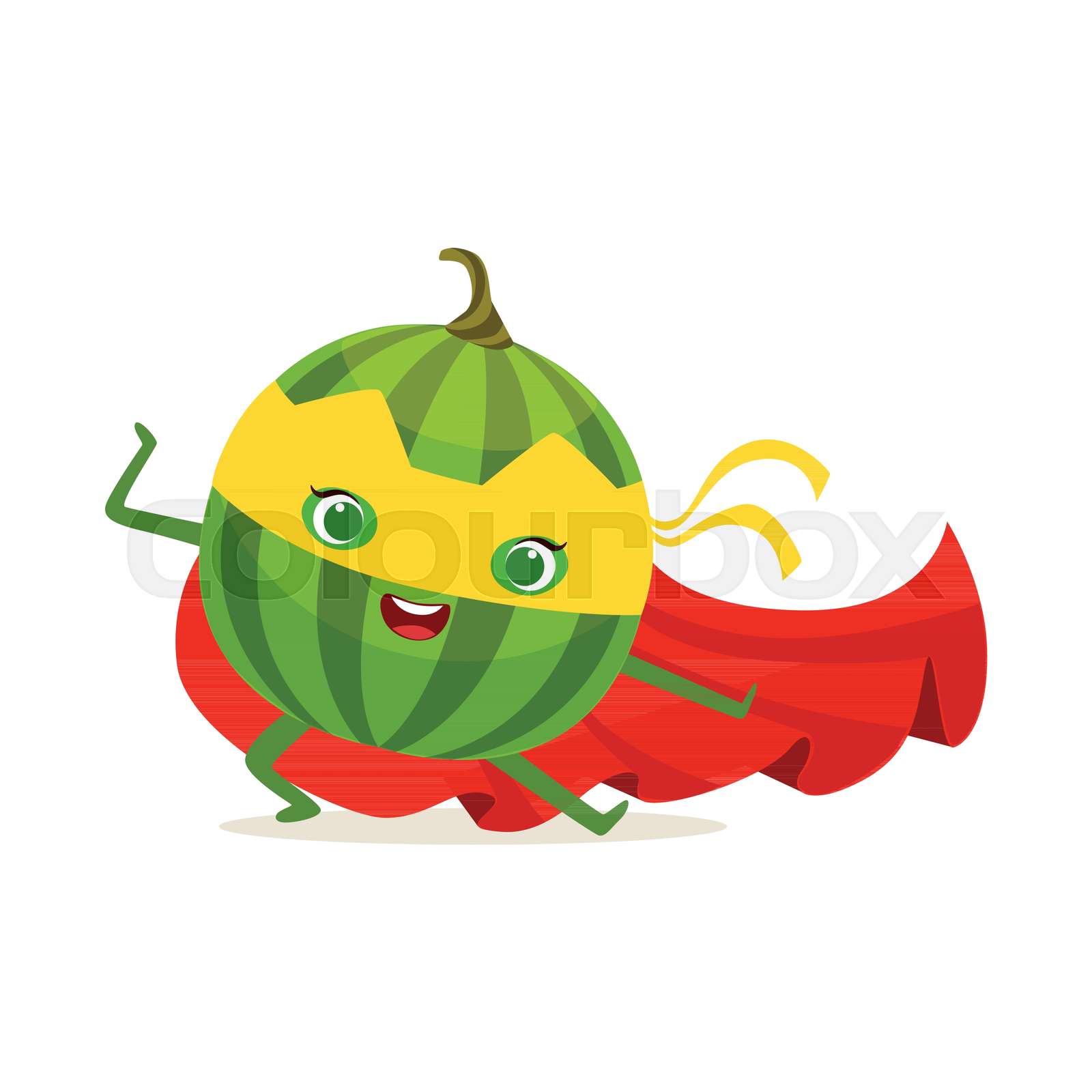 Cartoon character of superhero watermelon in fighter pose | Stock ...