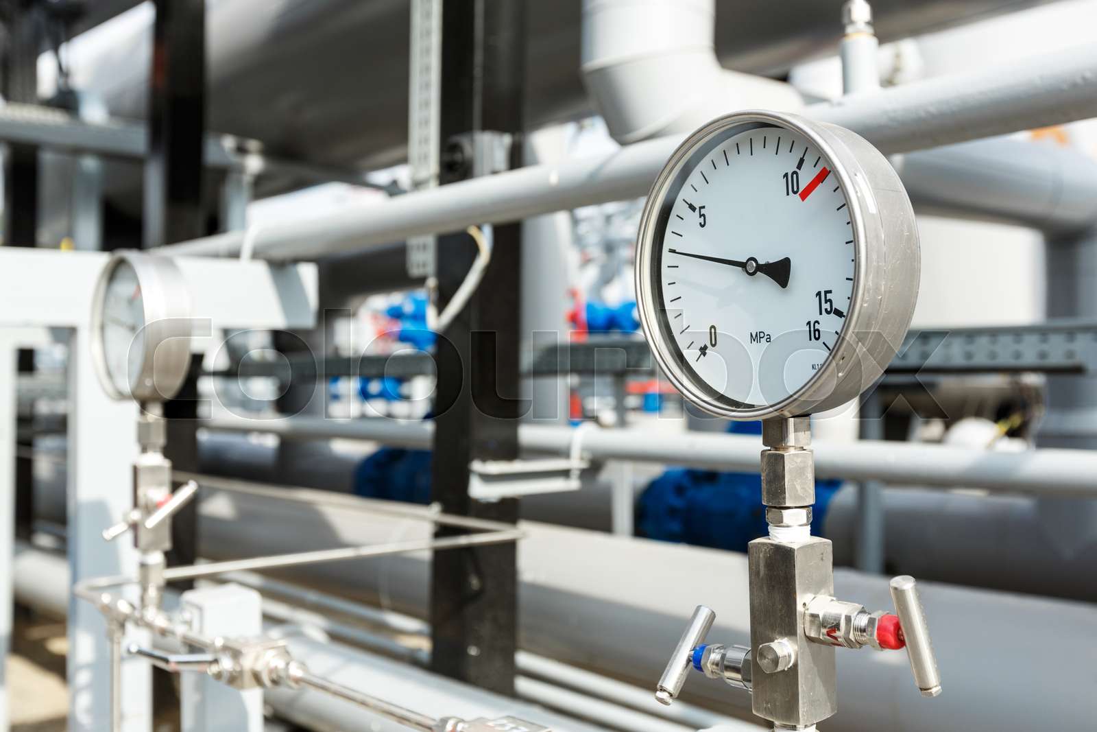 Gas manometer on a gas development plant | Stock image | Colourbox
