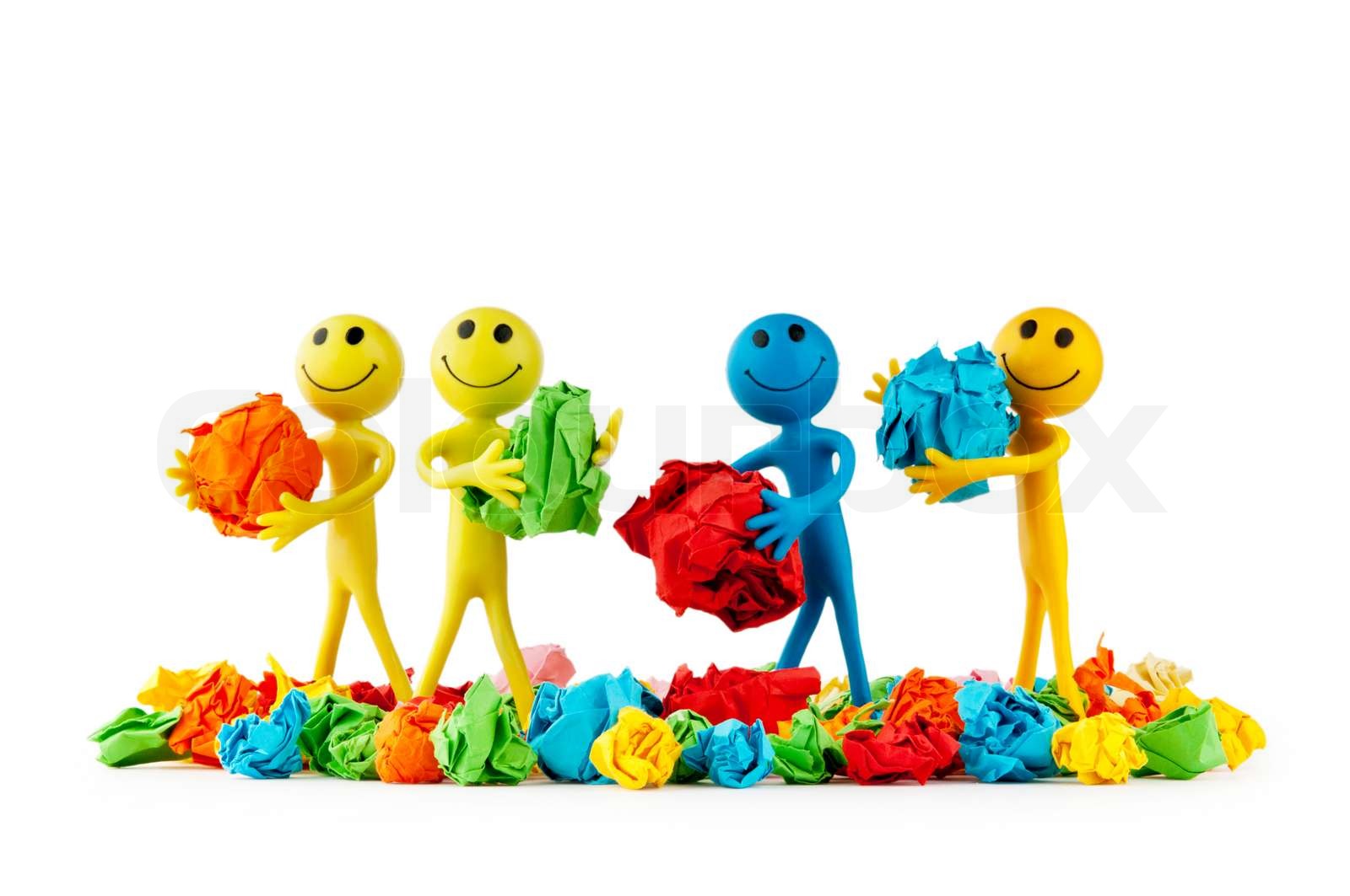 Smilies in recycling concept on white | Stock image | Colourbox