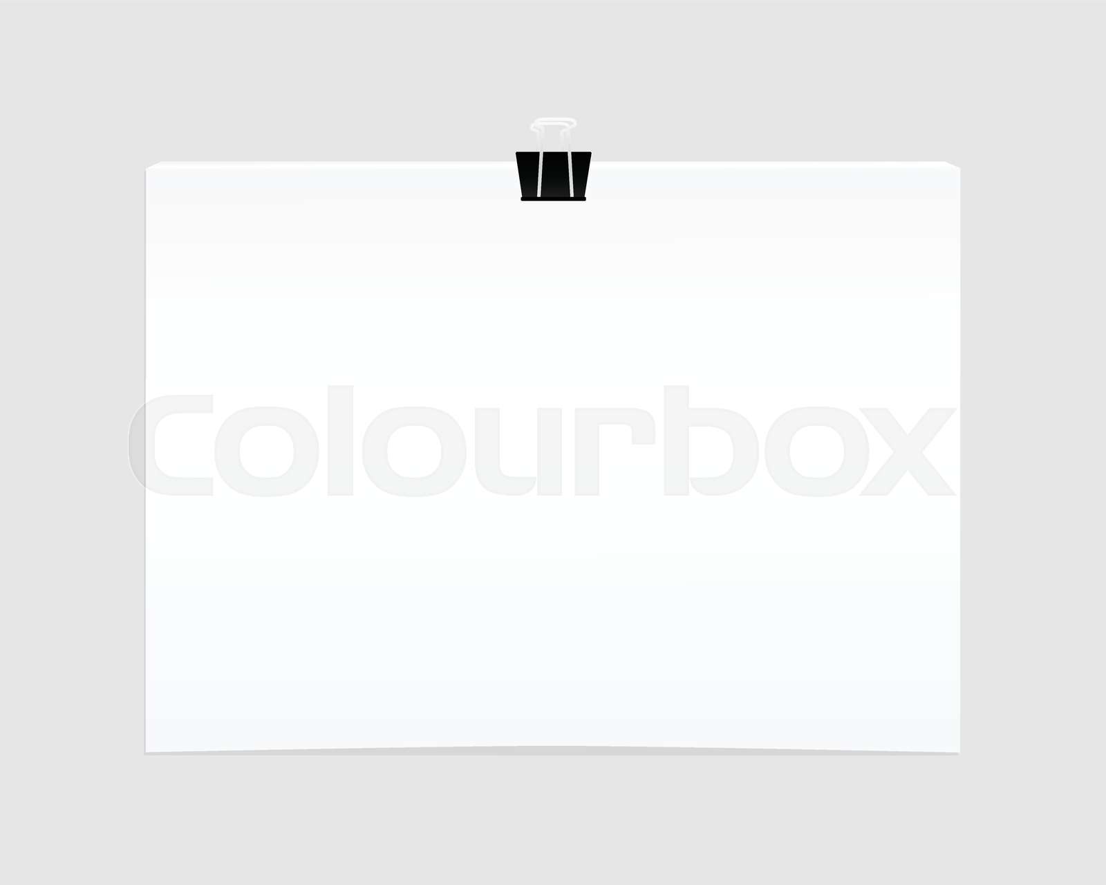 Blank Paper And Black Paper Clip. Vector Illustration. | Stock vector ...