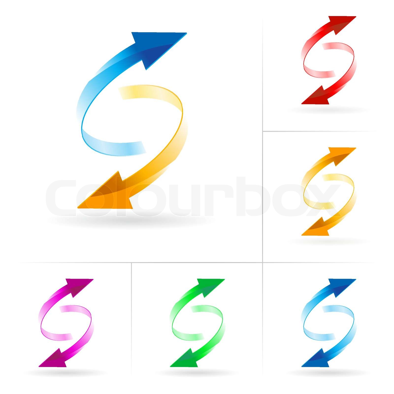 Set # 3 von verschiedenen farbigen Pfeil Kreise auf dem weißen isoliert ...