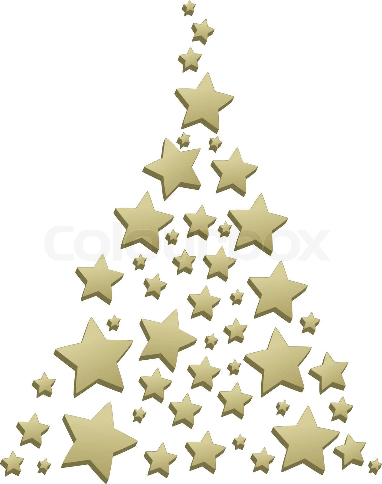 Christmas tree with gold star pattern | Stock vector | Colourbox