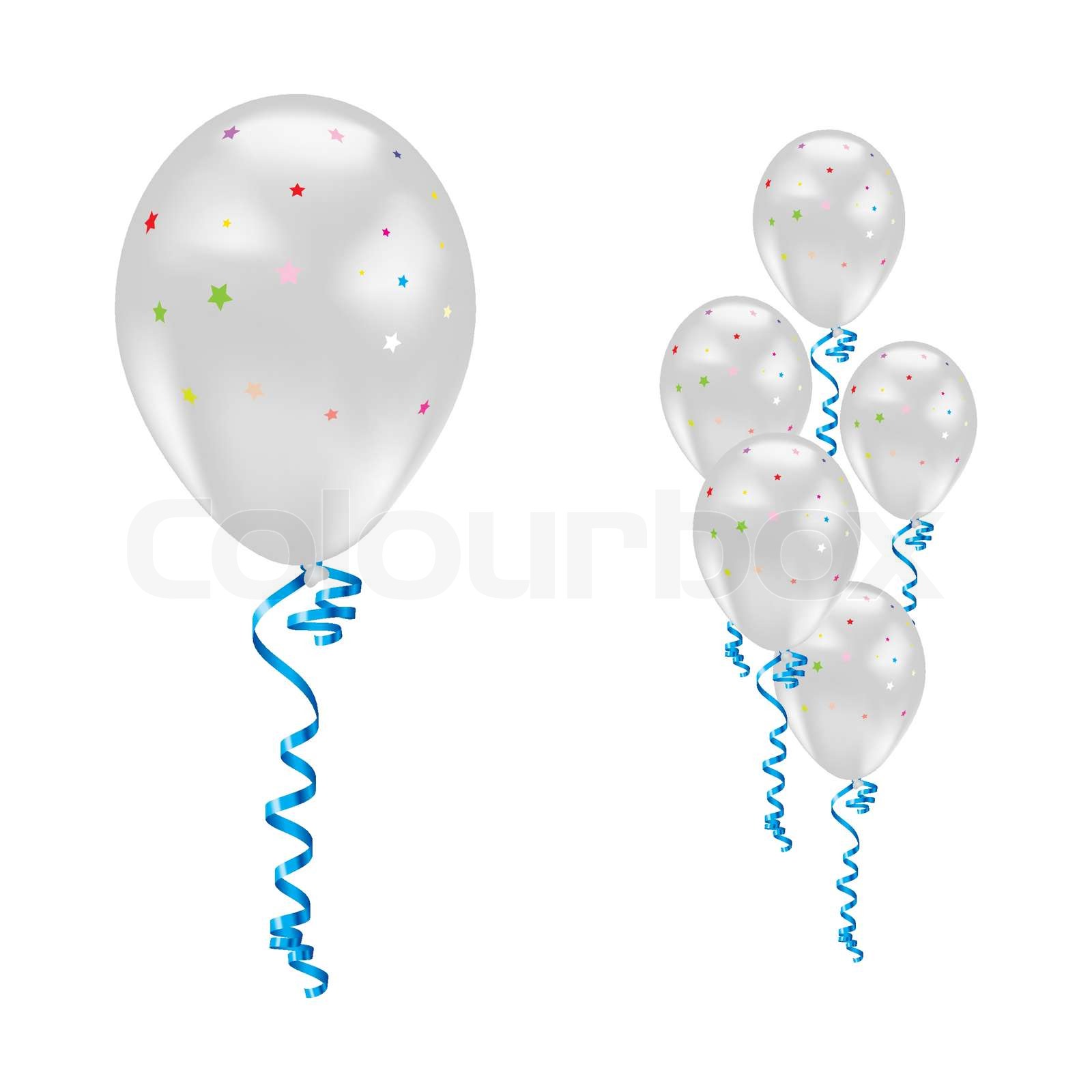 Hvide balloner med stjerner og bånd Vector illustration | Stock vektor ... Hvide balloner med stjerner og bånd Vector illustration | Stock vektor ...