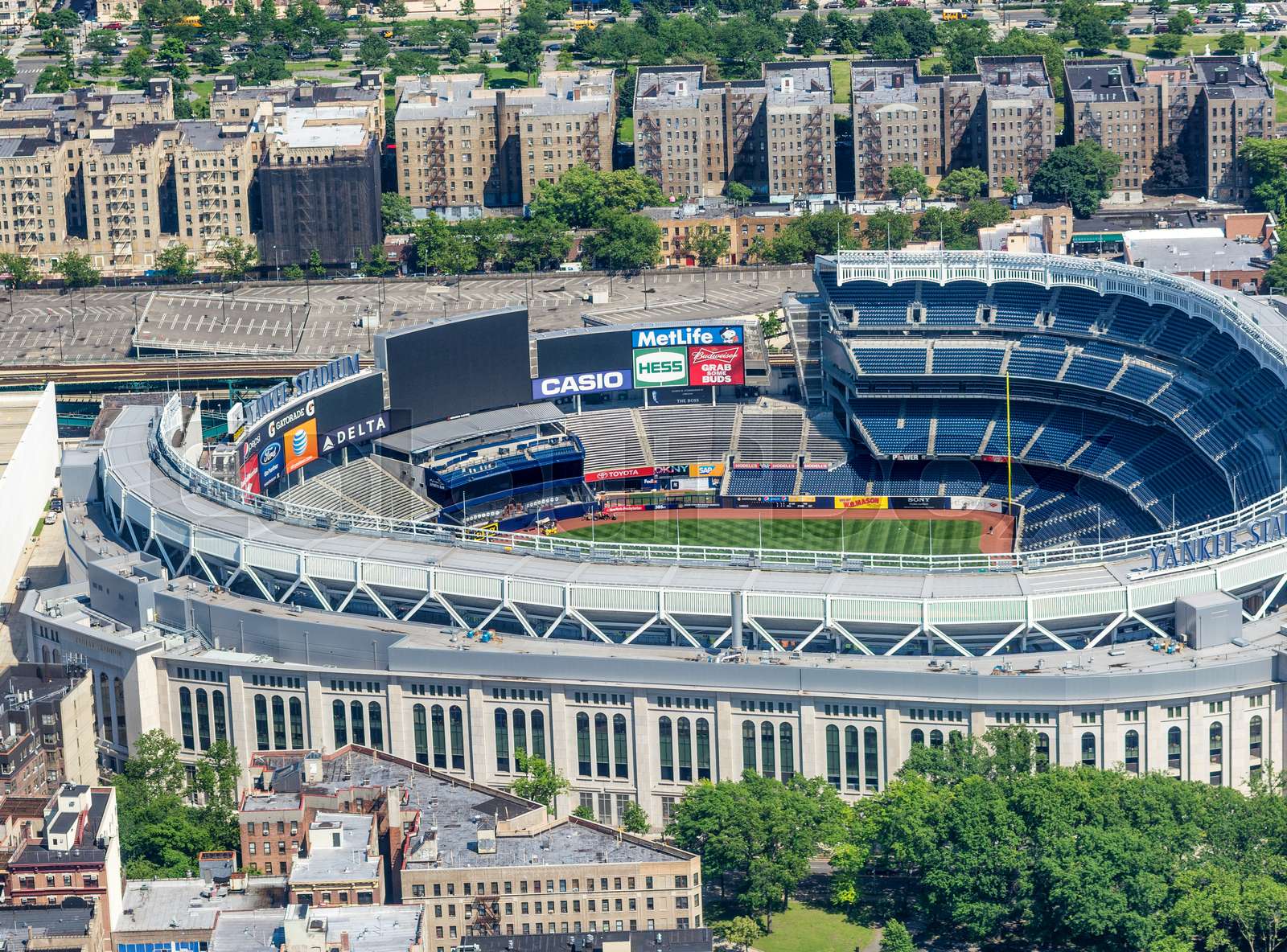 NEW YORK CITY - JUNE 14, 2013: Yankee Stadium, aerial view. Home of the ...