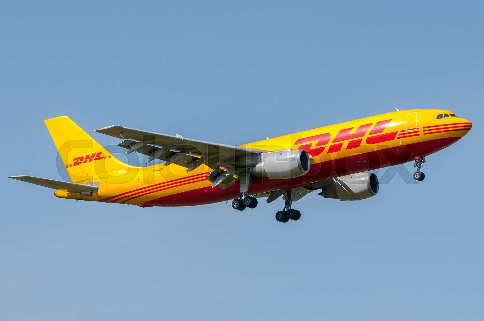 DHL airplane during landing | Stock image | Colourbox