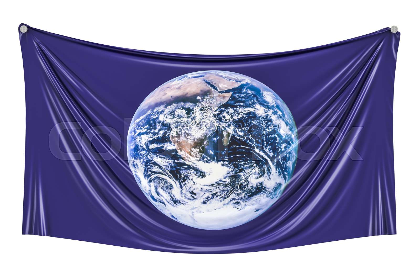 Flag of Earth hanging on the wall, 3D rendering | Stock image | Colourbox
