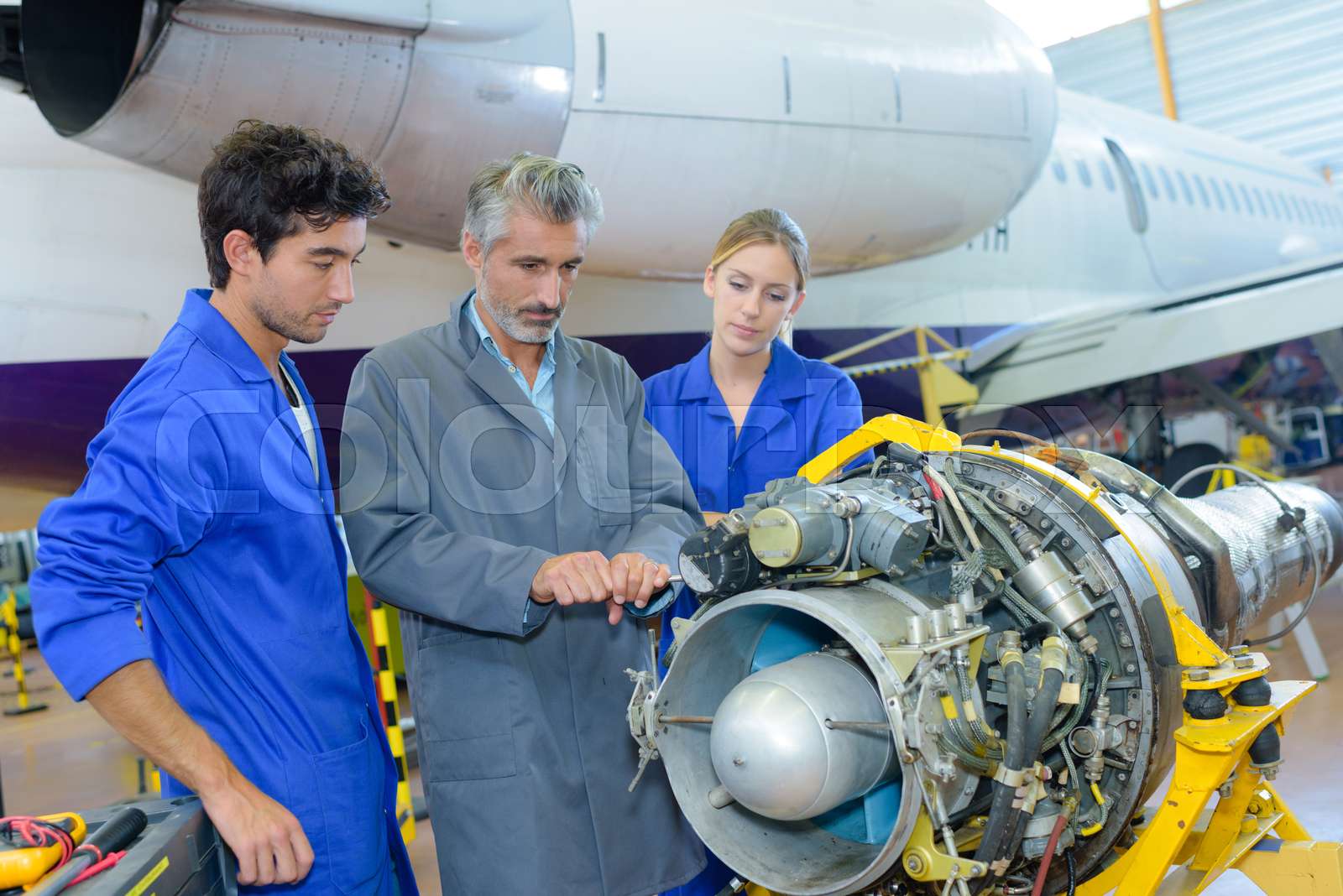 inspection of aircraft mechanism | Stock image | Colourbox