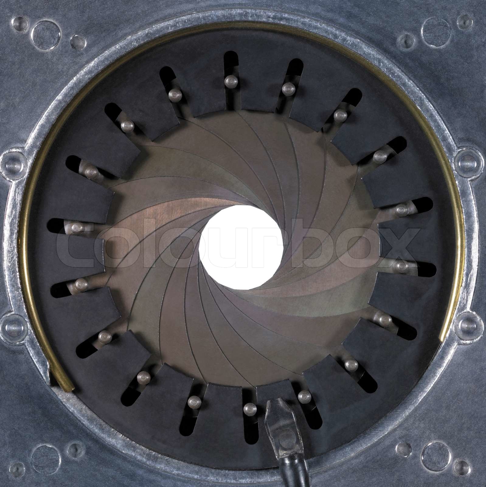 frontal shot of a nostalgic old aperture nearly closed | Stock image ...