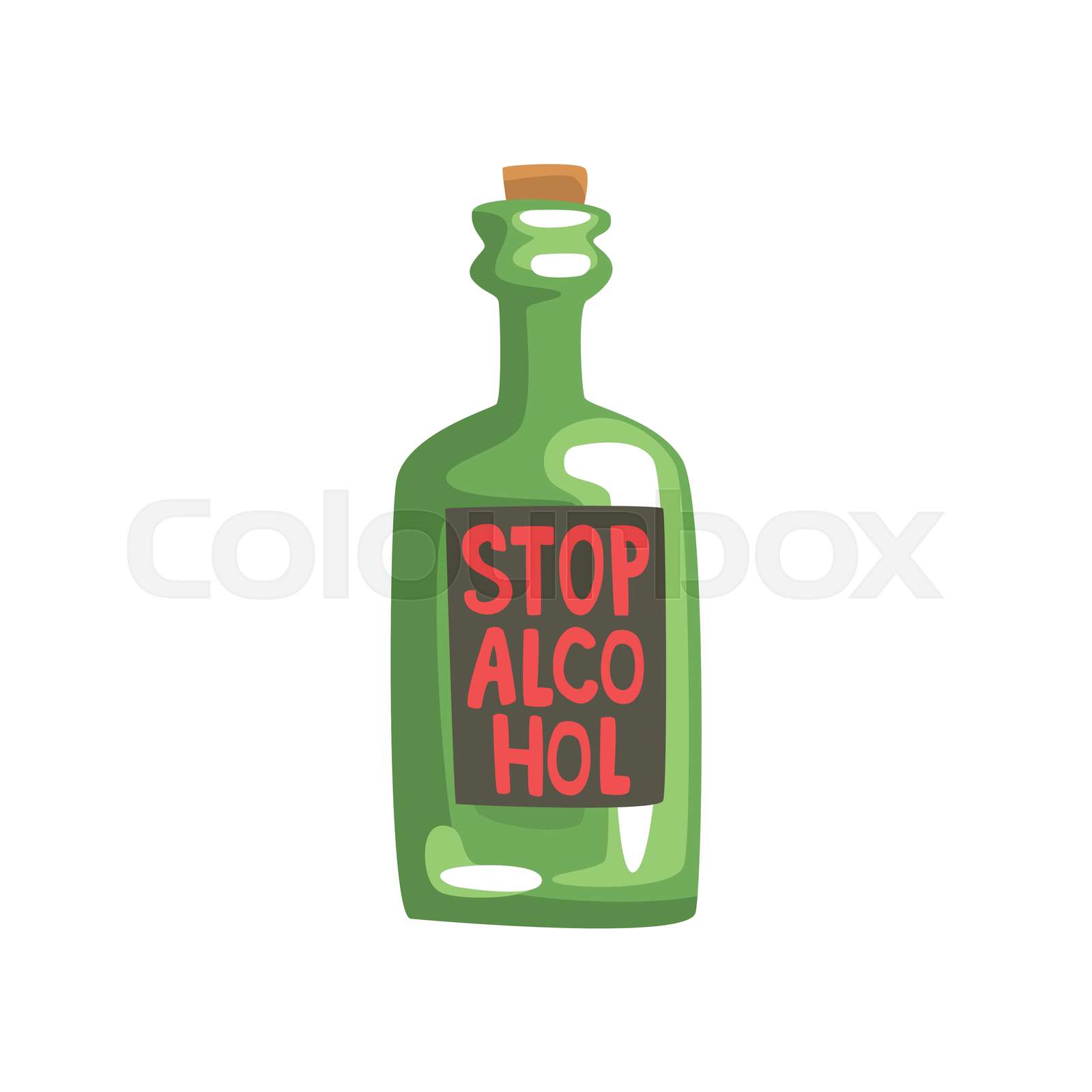 Stop alcohol bottle, bad habit, alcohol addiction cartoon vector ...