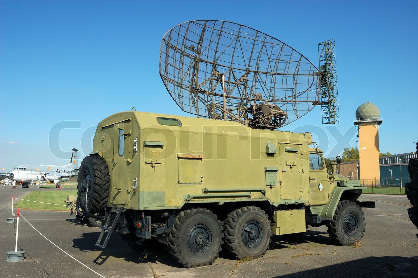 Older russian military truck with radar | Stock image | Colourbox