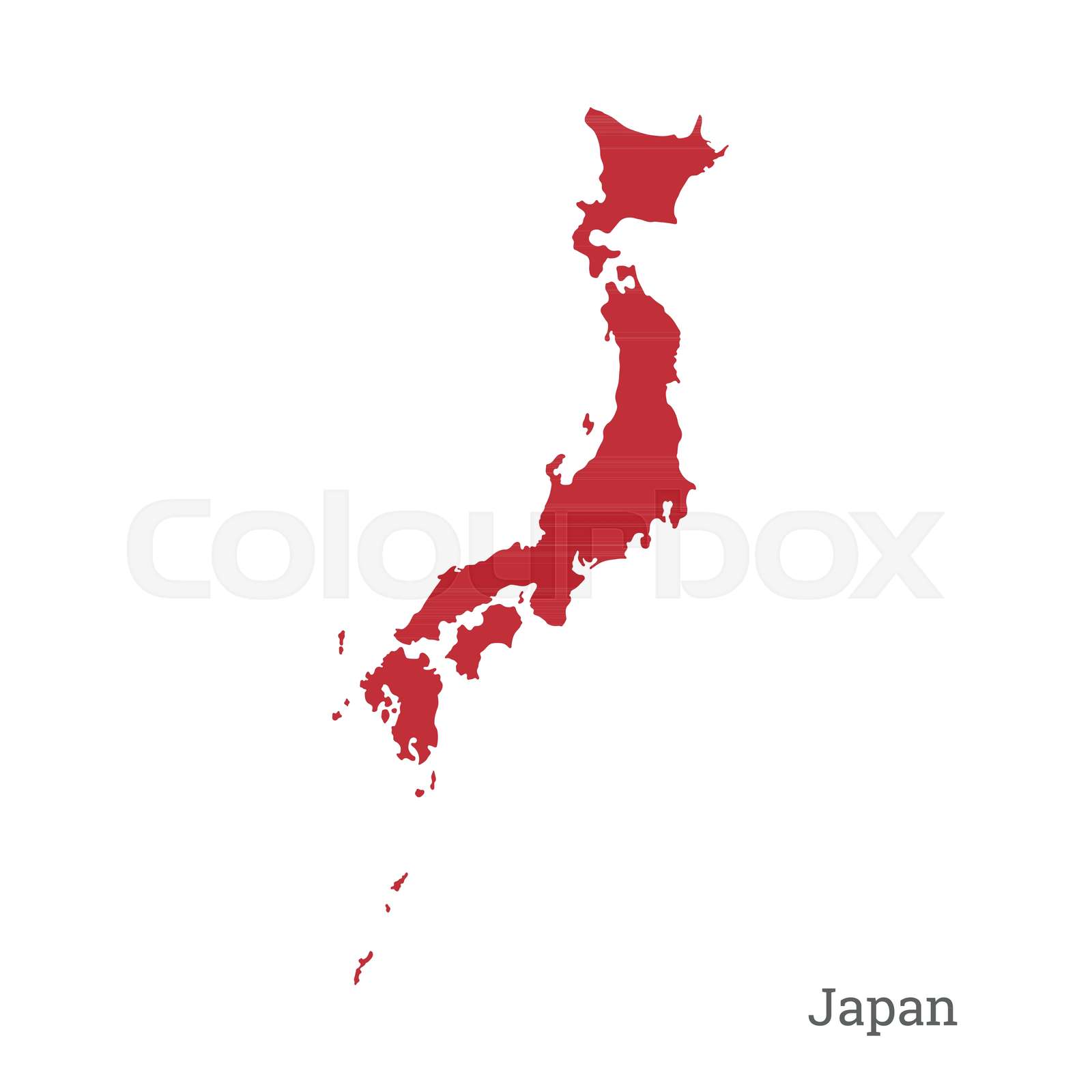 Red silhouette of Japan on white background. Detailed map of Japanese ...
