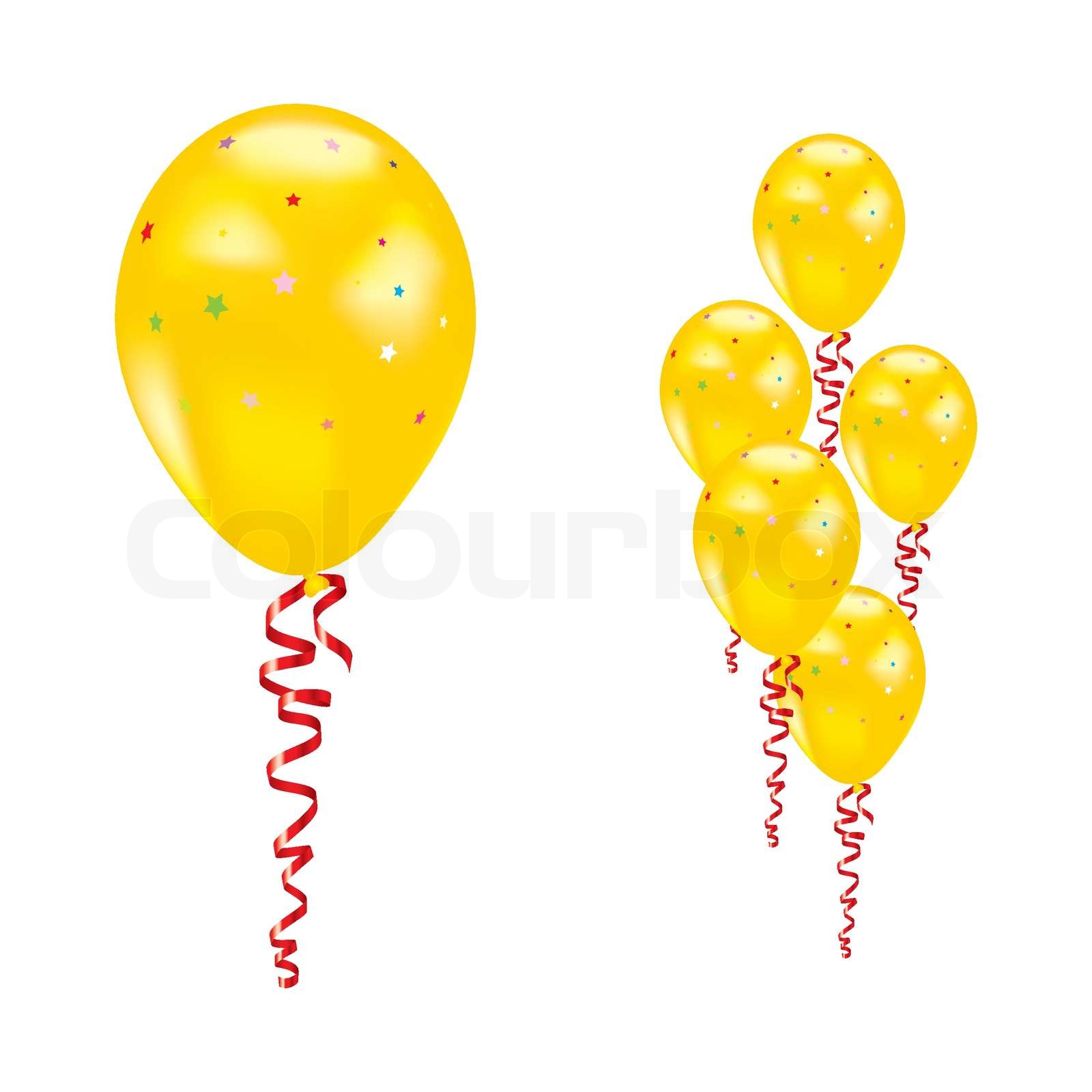Gule balloner med stjerner og bånd Vector illustration | Stock vektor ...