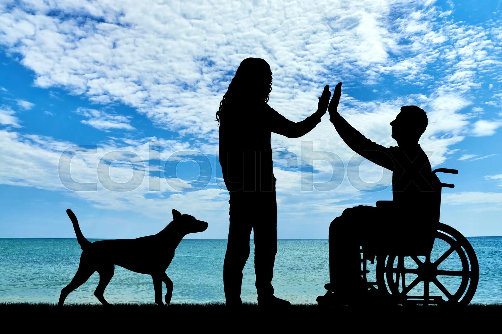 Concept of support and assistance to people with disabilities | Stock ...