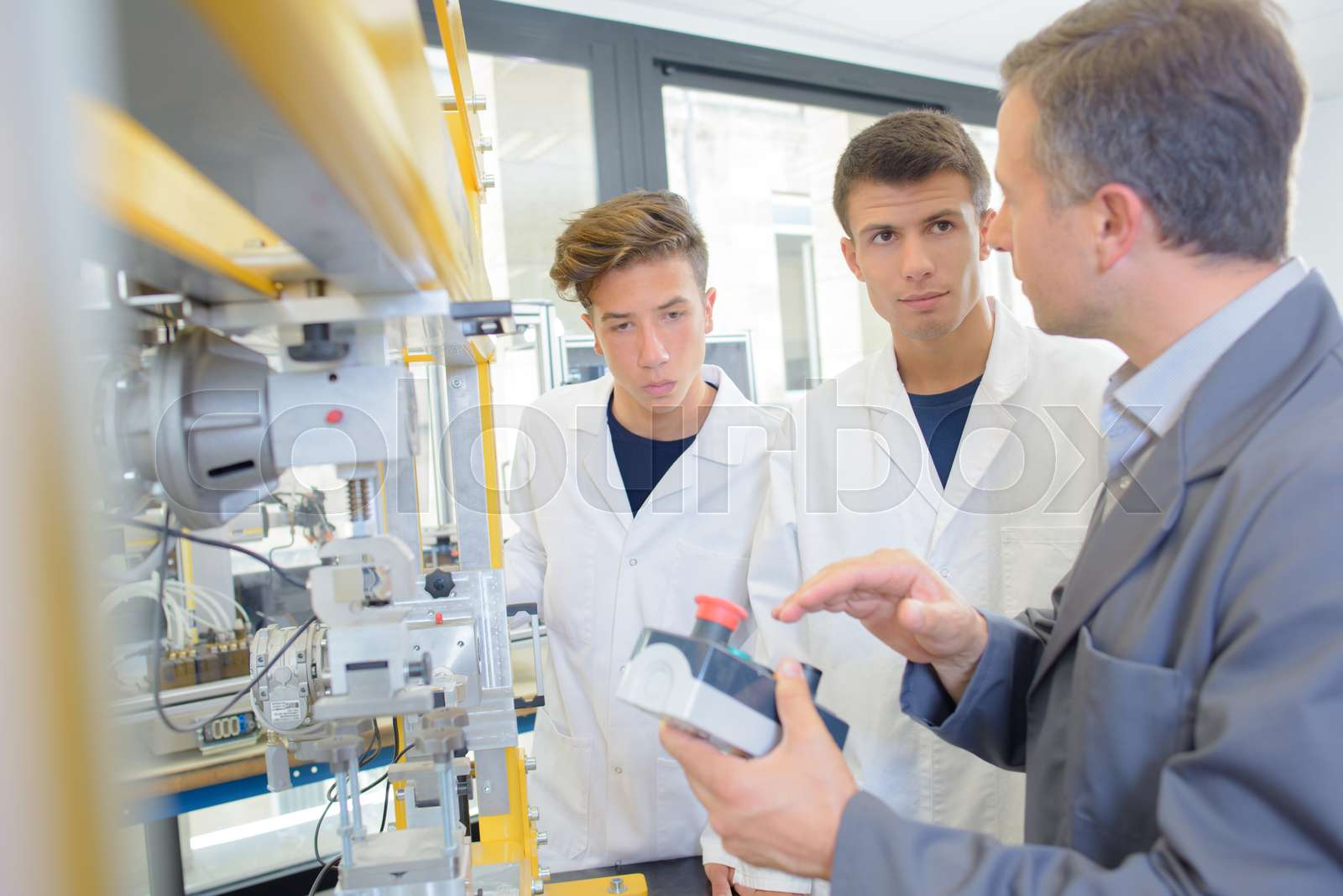 professional training setting up electrical circuit | Stock image ...