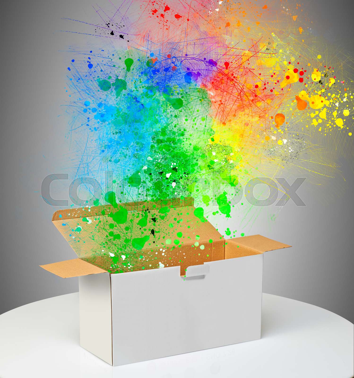 Colour splatter from box from Real Cardboard box | Stock image | Colourbox