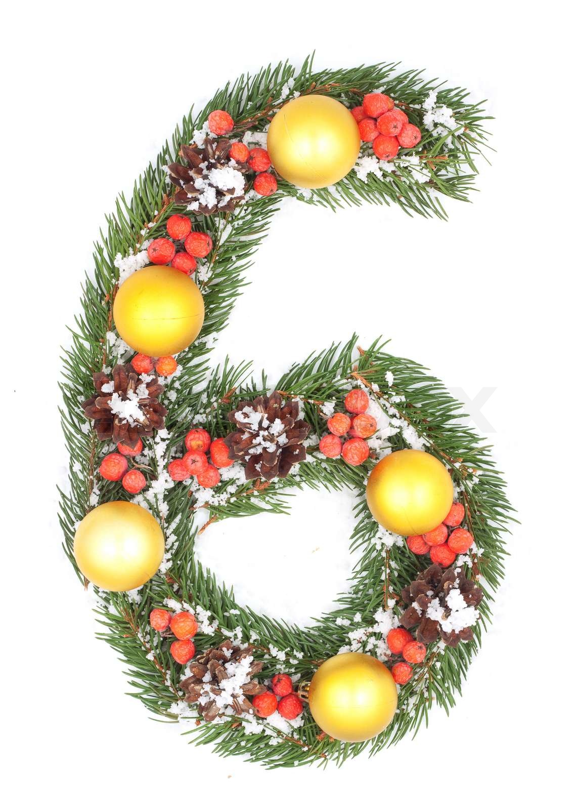NUMBER 6 - Christmas tree decoration - part of a full set | Stock image ...