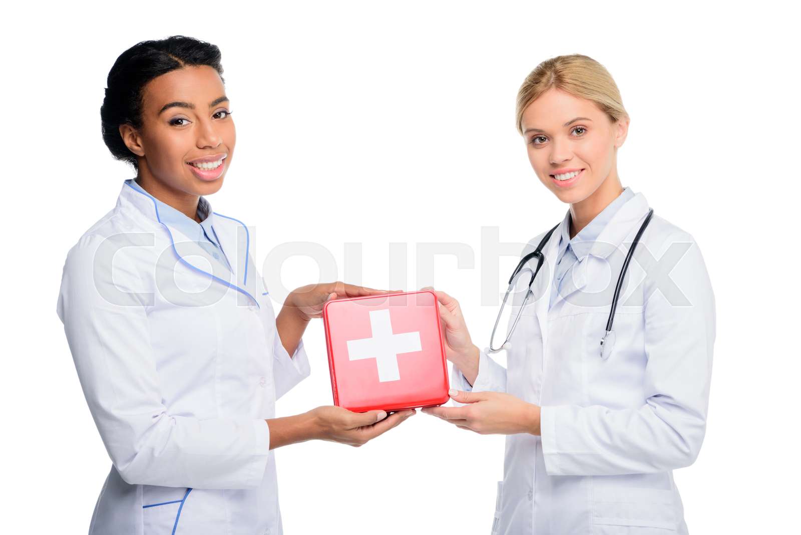 doctors presenting first aid kit | Stock image | Colourbox