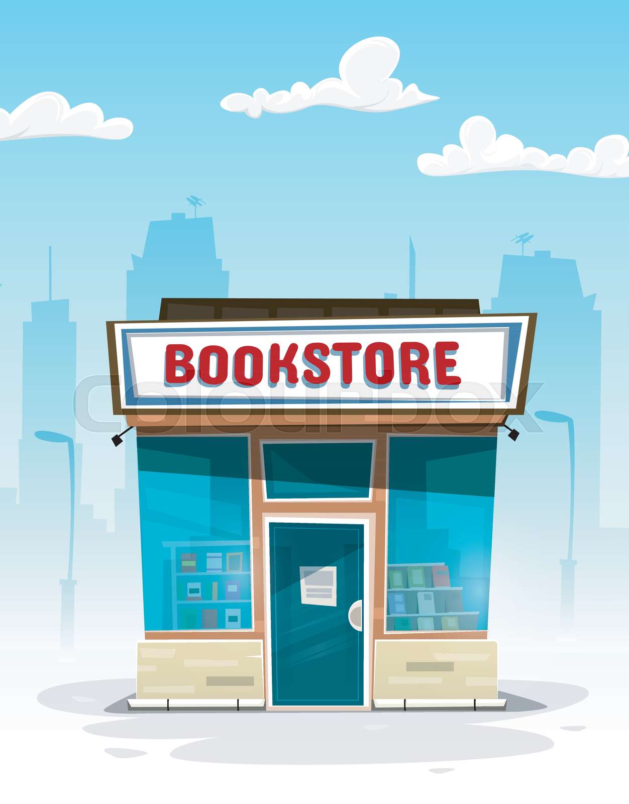 Cartoon bookstore. Front view | Stock vector | Colourbox