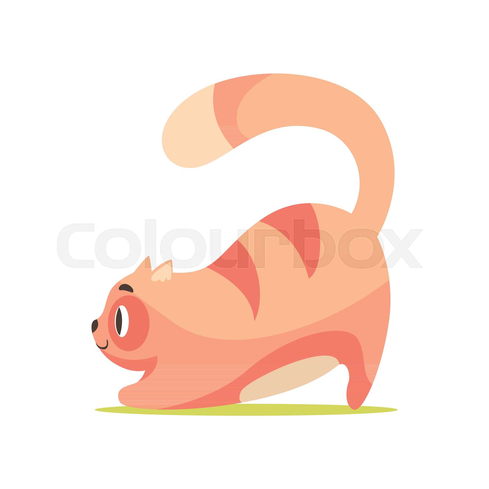Funny red cat hunting, side view, cute cartoon animal character vector ...