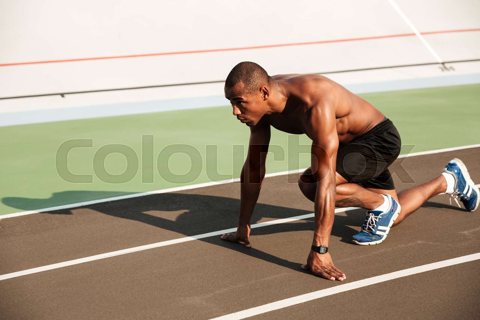 Portrait of a concentrated healthy afro american sportsman | Stock ...