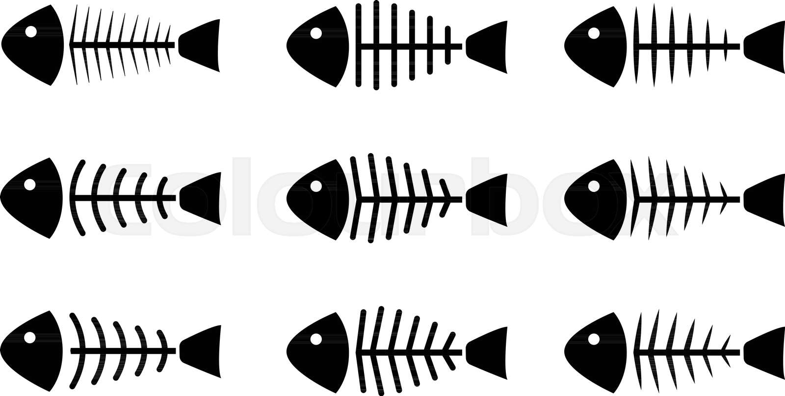 Set of fish bone icons, vector | Stock vector | Colourbox