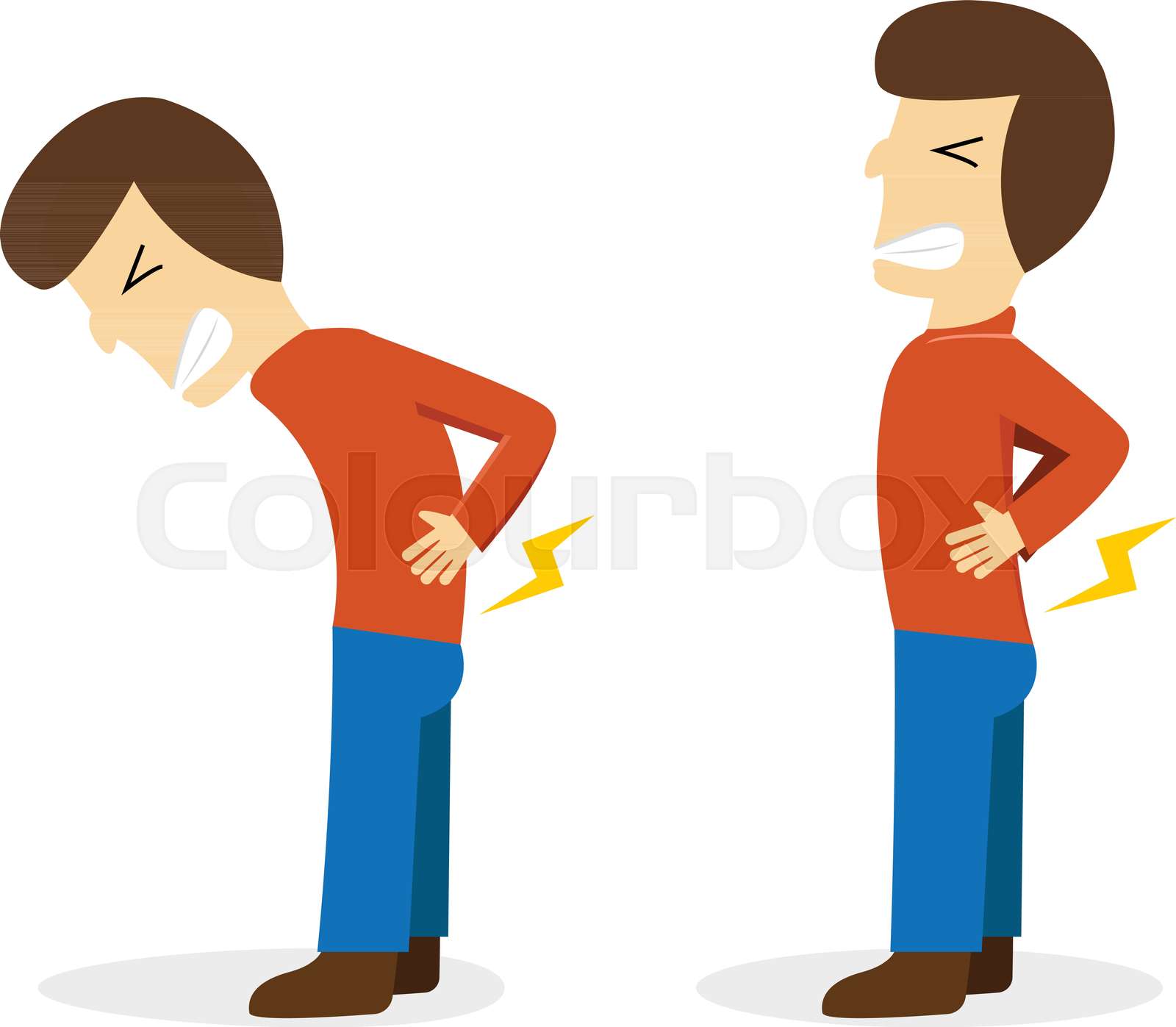 Man get pain from backache on white cartoon vector | Stock vector ...