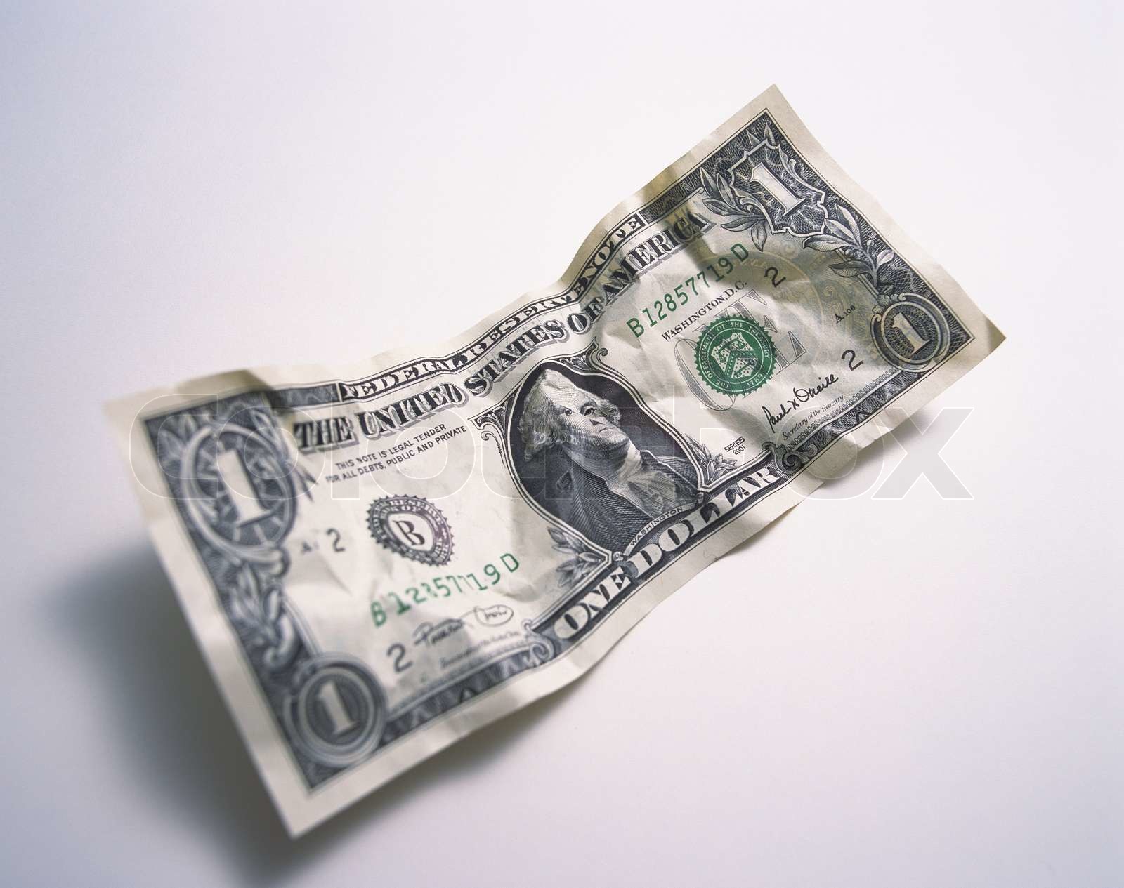 One crumpled dollar | Stock image | Colourbox