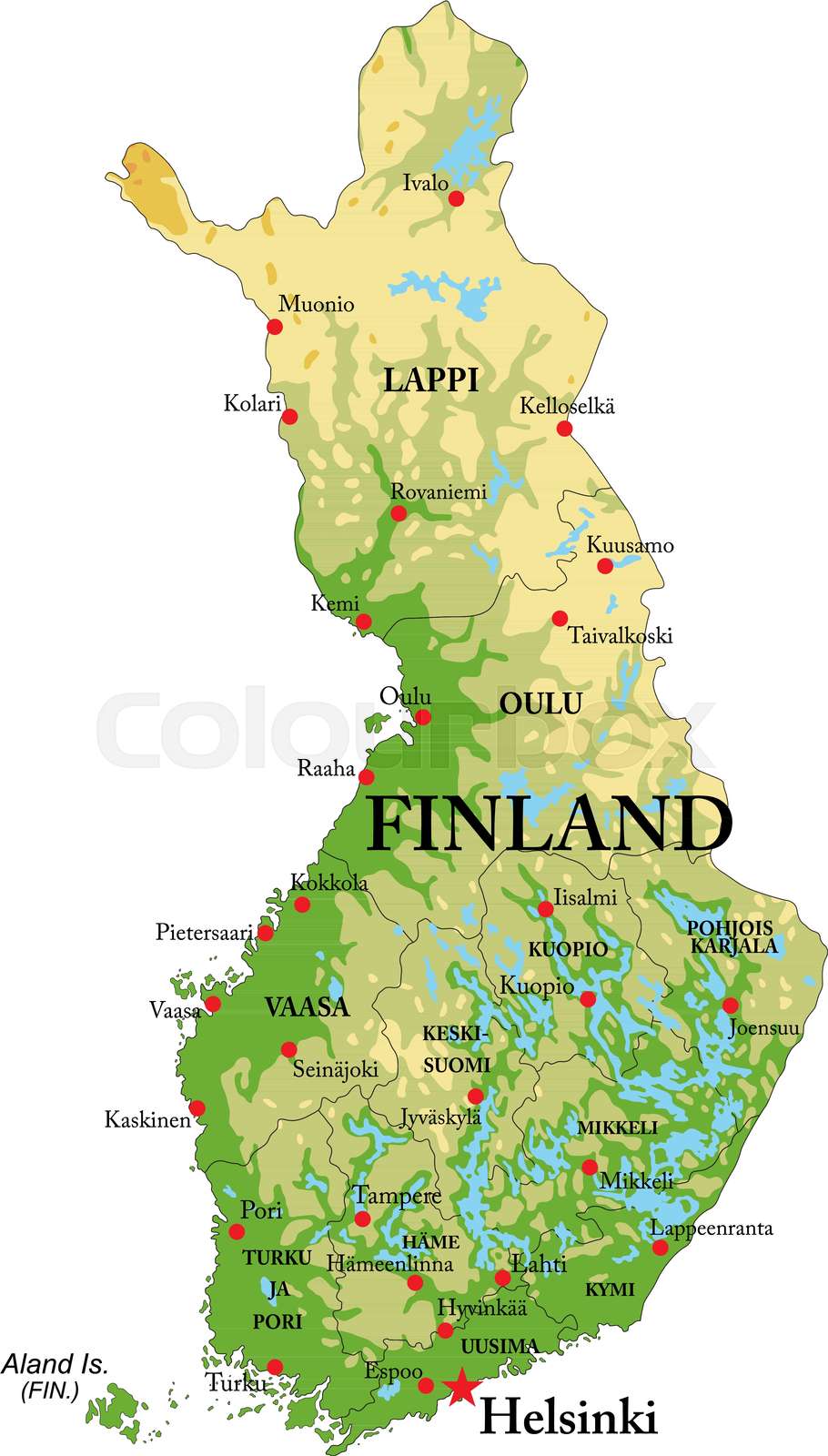 Finland Relief map | Stock vector | Colourbox