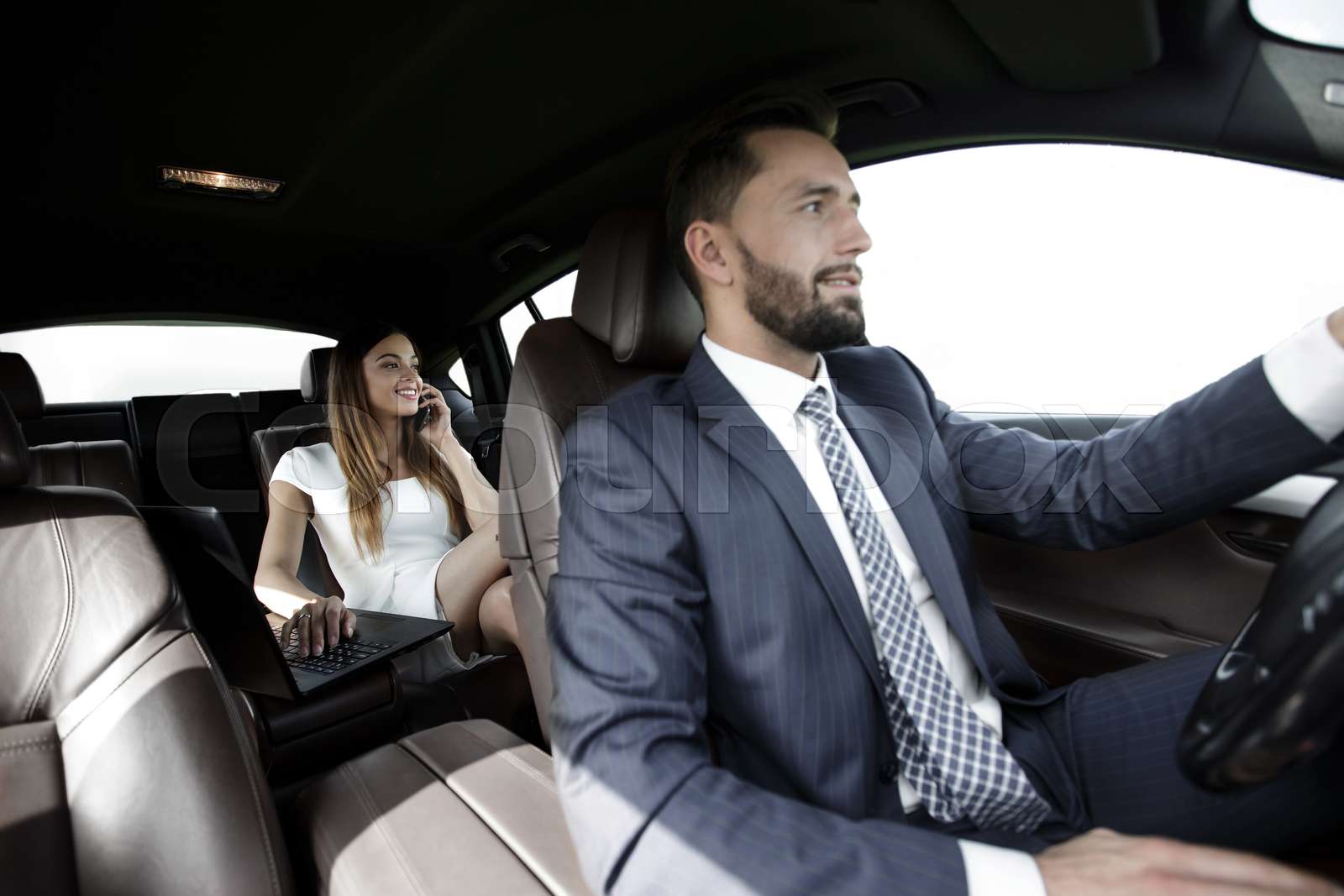 Business People Meeting Working Car Inside | Stock image | Colourbox