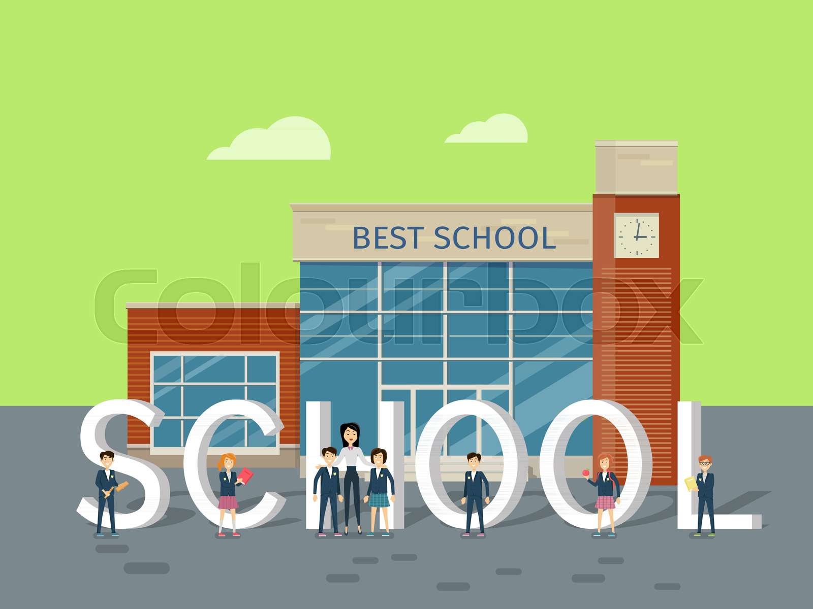 schule, wort, junge | Stock-Vektor | Colourbox