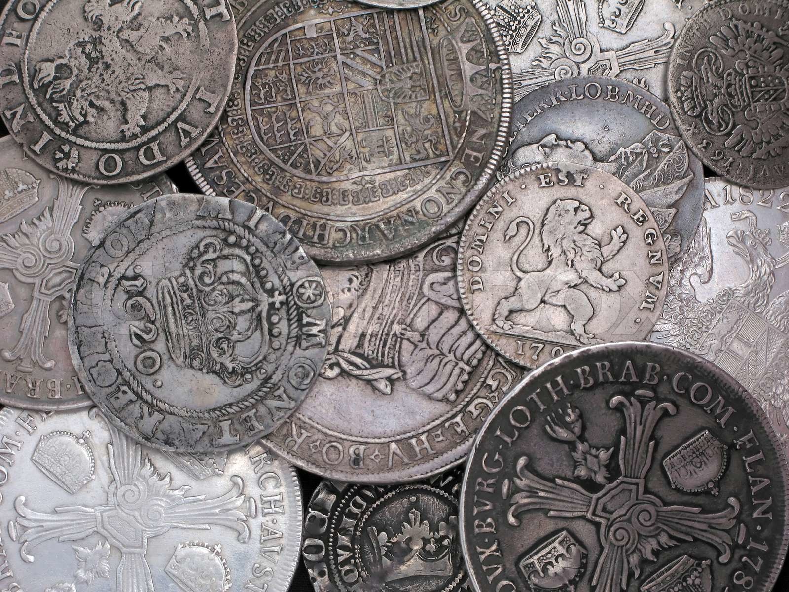 old silver coins | Stock image | Colourbox