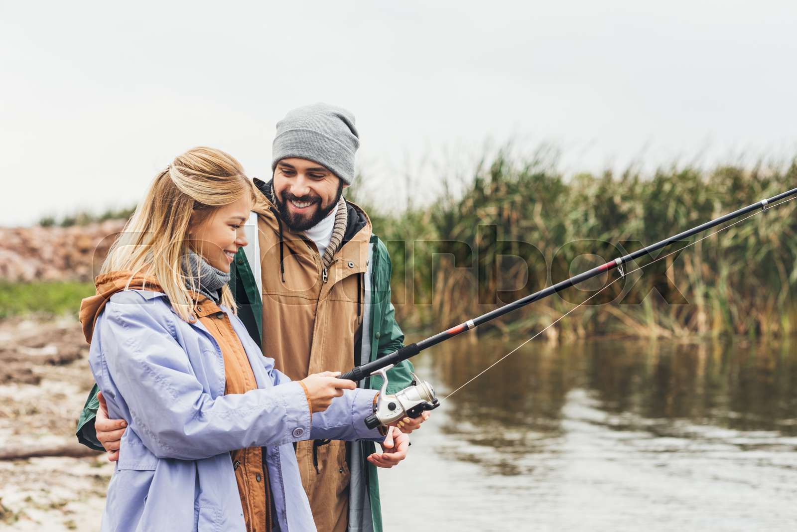 couple fishing together | Stock image | Colourbox