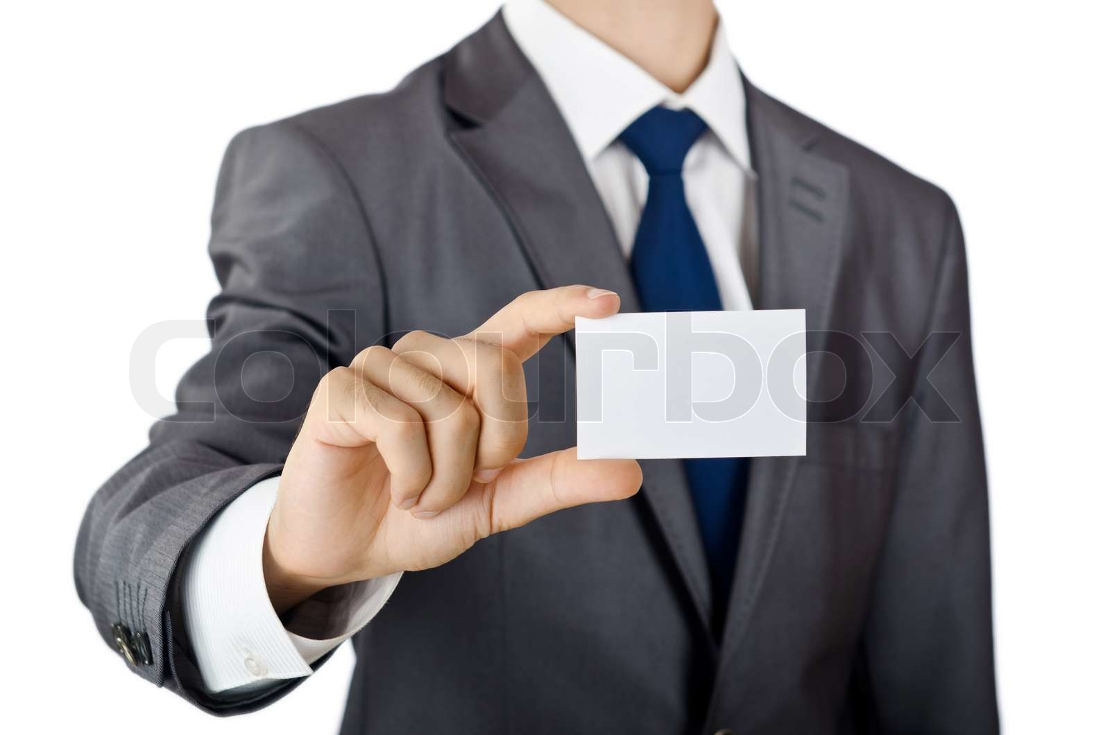 Businessman Holding Blank Message Stock Image Colourbox
