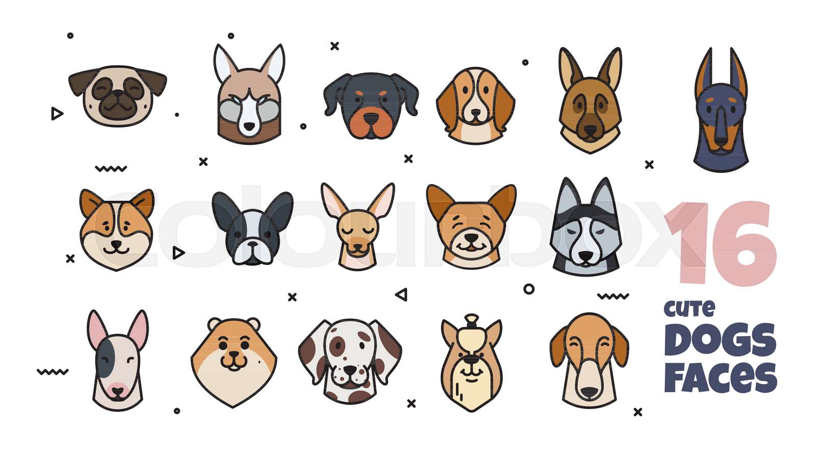 Template label design with different breeds of dogs. | Stock vector ...