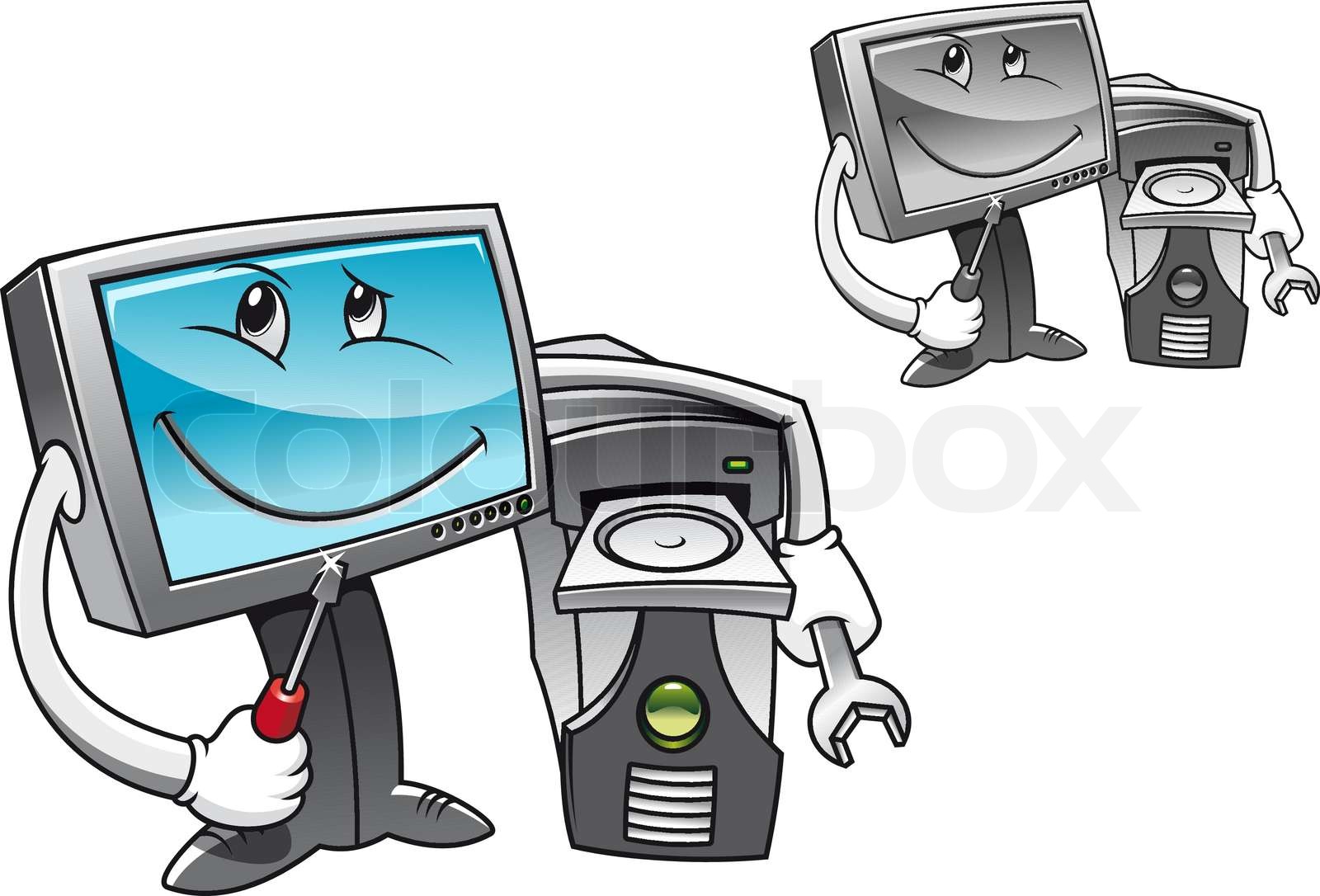 Computer with tools for repair service concept | Stock vector | Colourbox