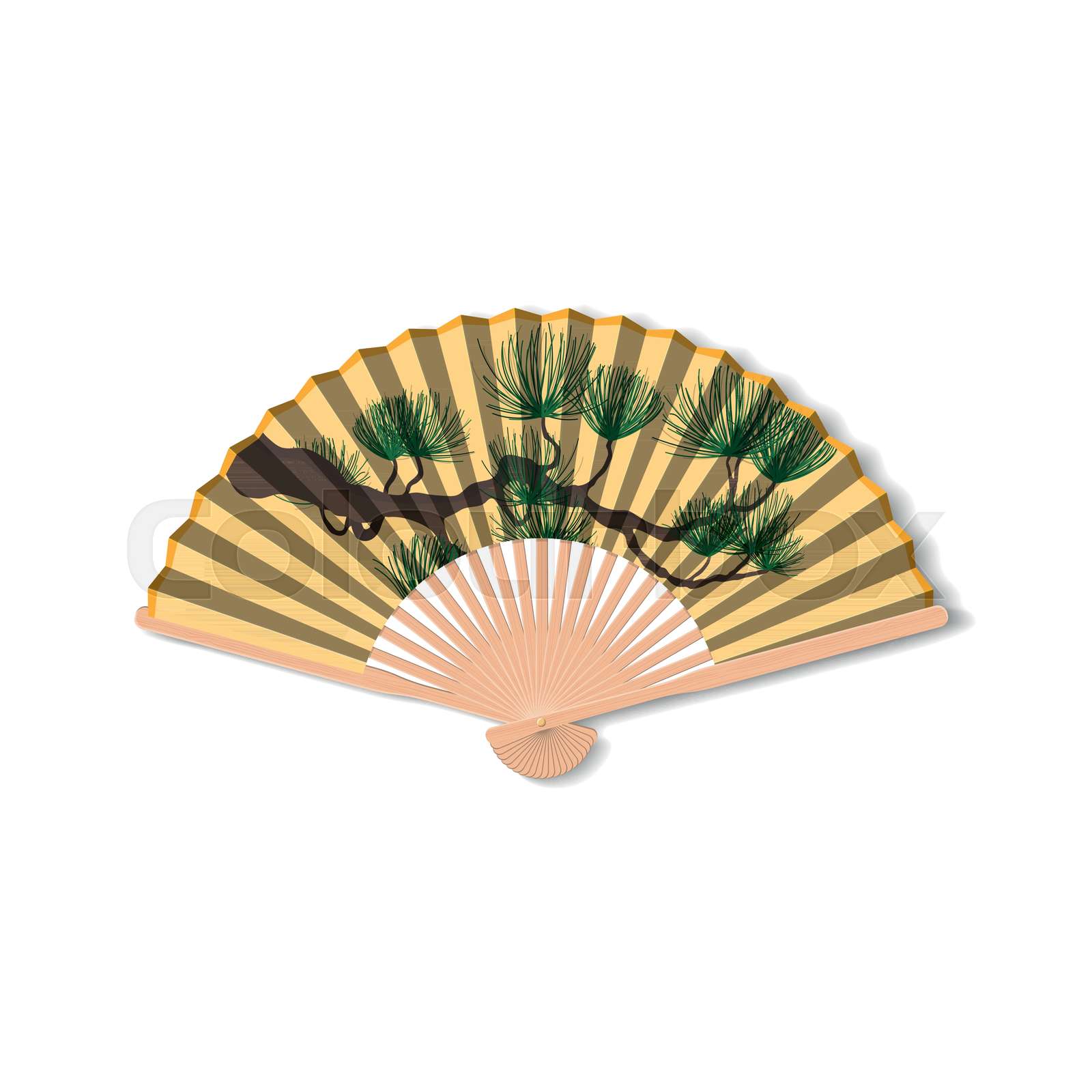 Fan for Kabuki dance. Geisha accessories | Stock vector | Colourbox