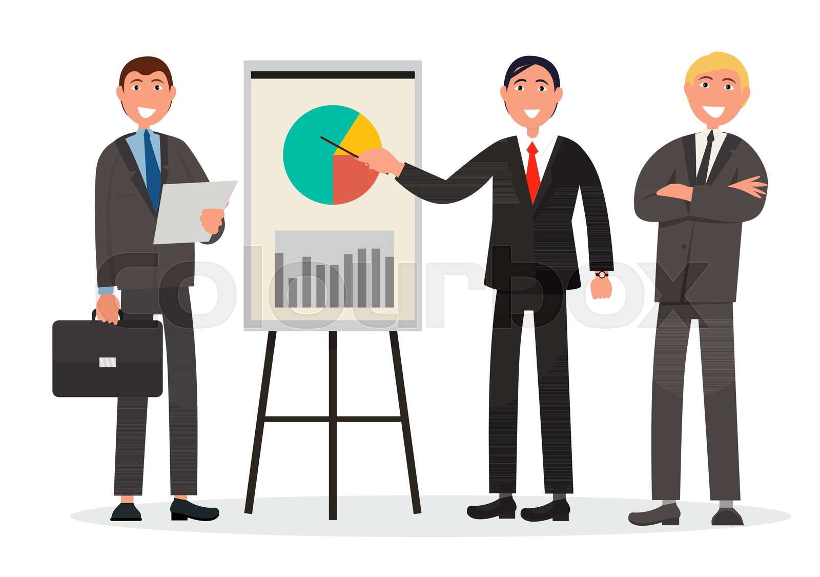 Team of Entrepreneurs Make Statistics Presentation | Stock vector ...