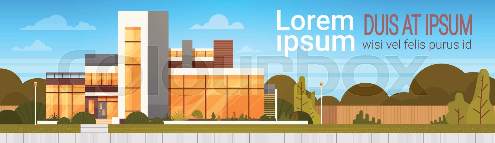 Modern House Exterior Luxury Villa Building Horizontal Banner with Copy ...