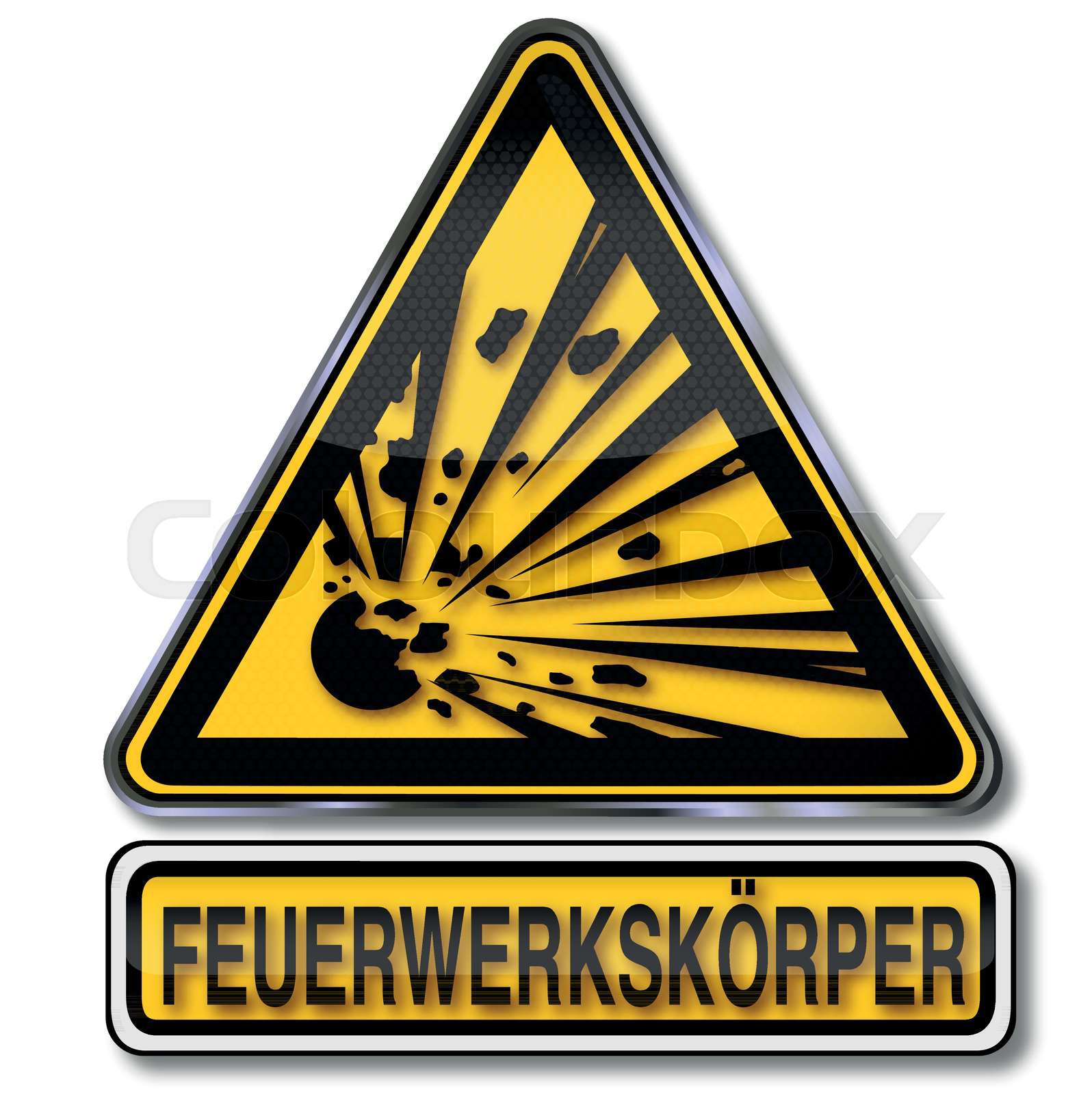 Gefahrenschild Achtung explosive Feuerwerkkörper | Stock-Vektor | Colourbox