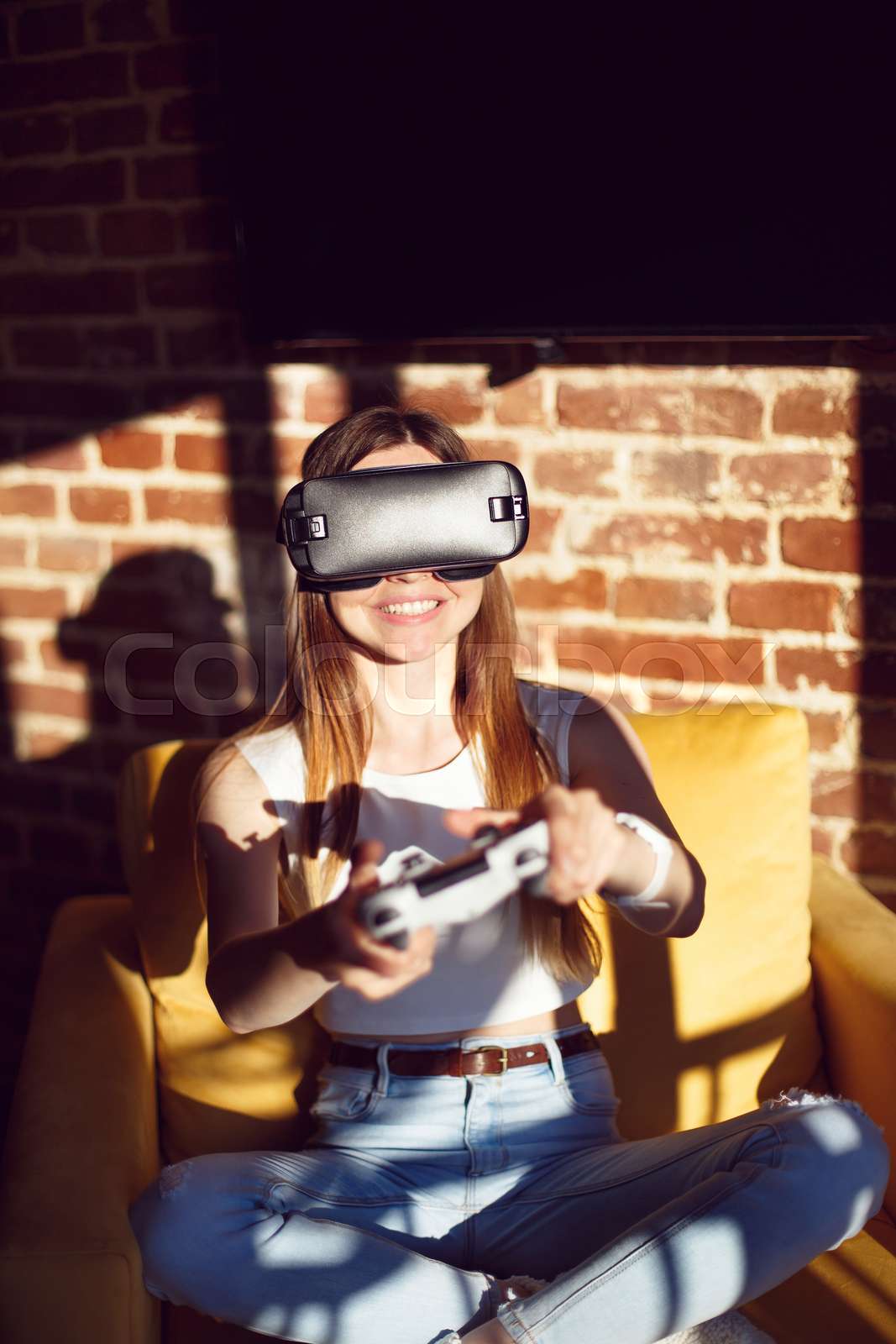 Girl Use VR Headset | Stock image | Colourbox