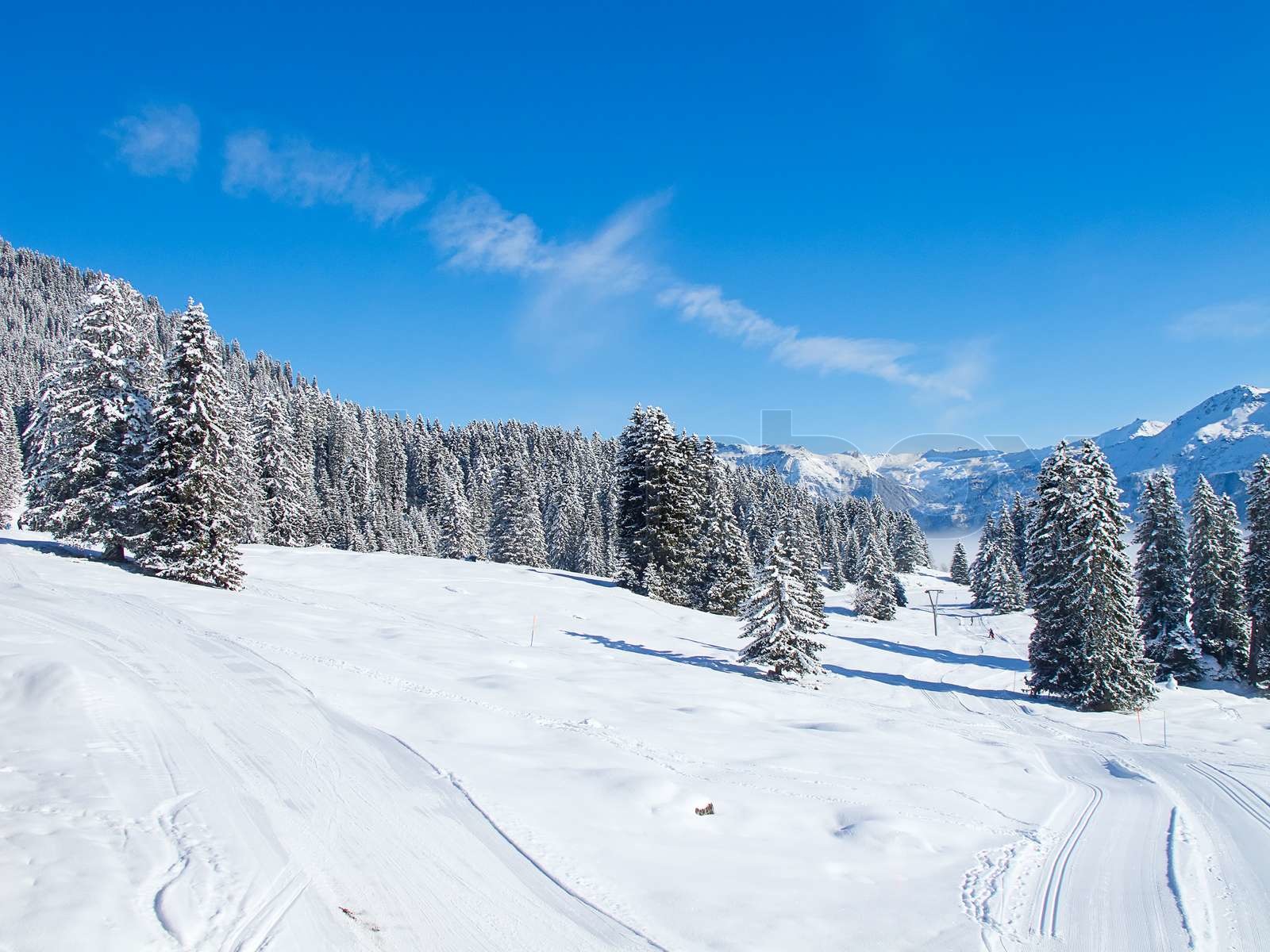 Slope auf das Skigebiet Braunwald | Stock Bild | Colourbox
