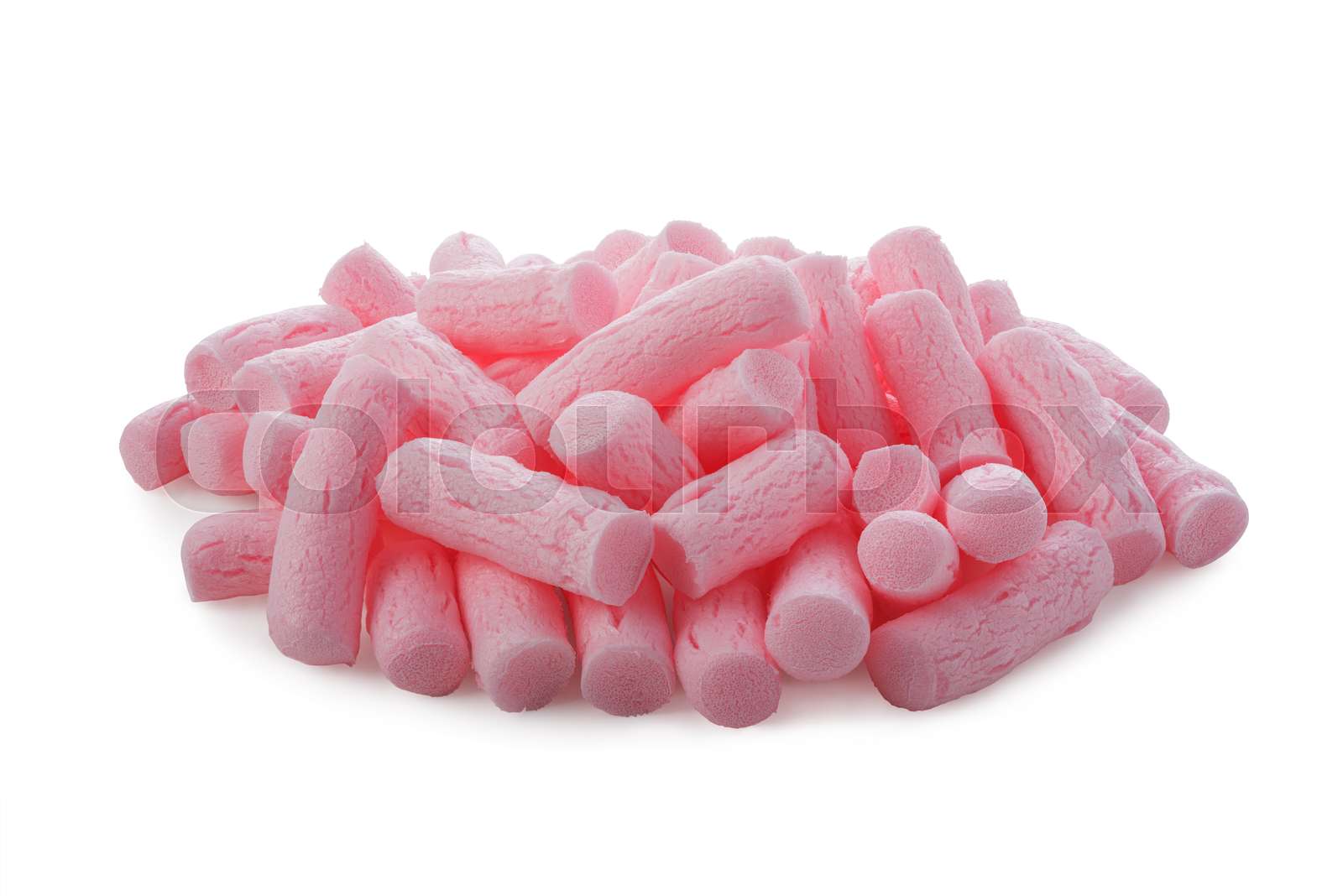 Pile of pink packing foam peanuts | Stock image | Colourbox