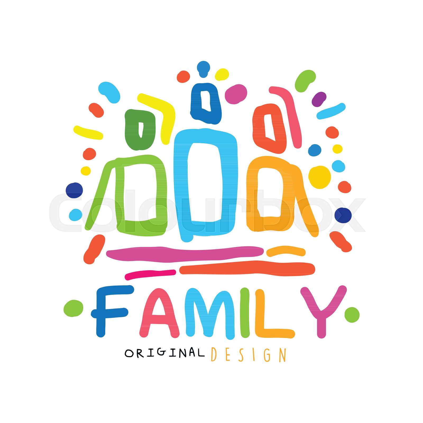 Colorful happy family logo design template | Stock vector | Colourbox