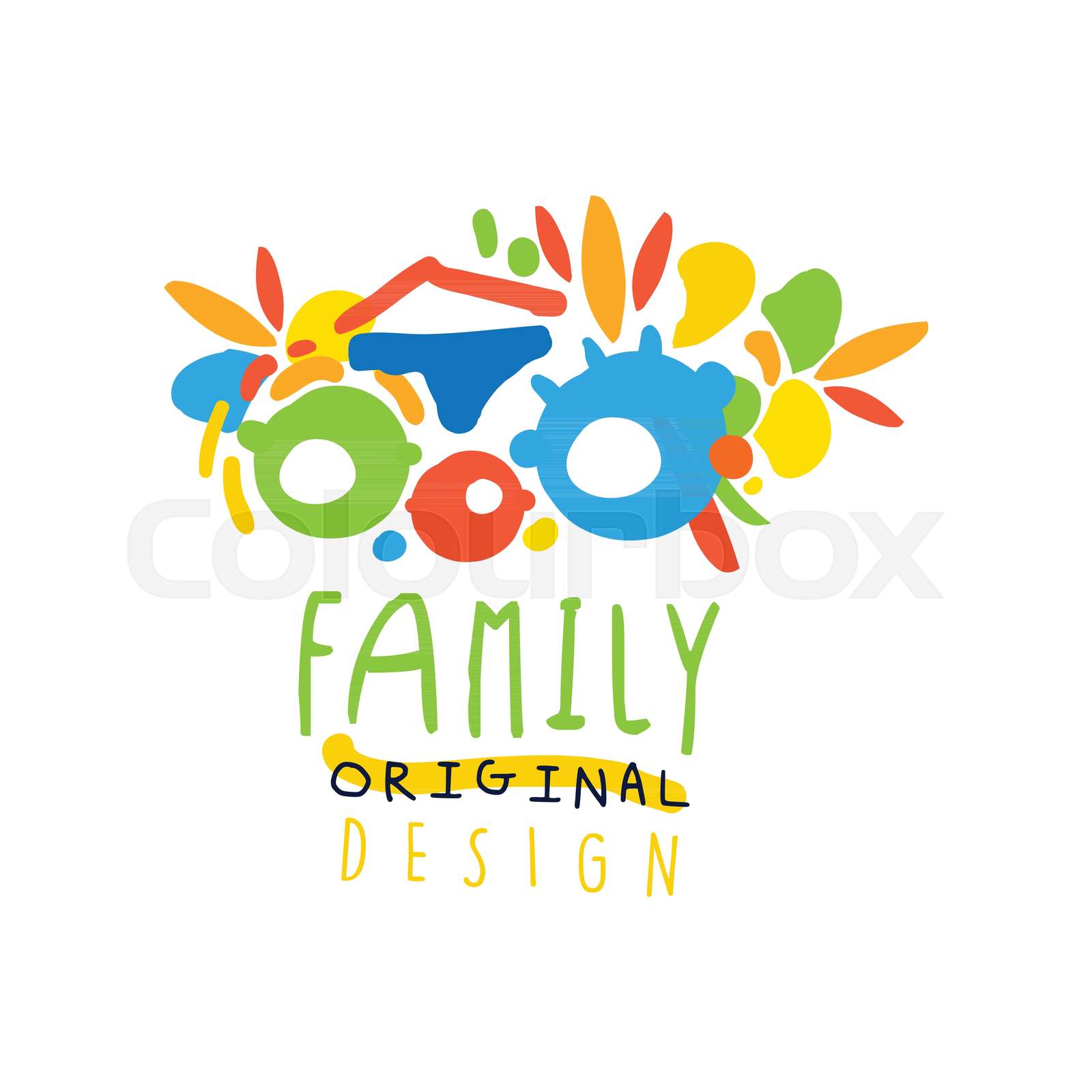 Colorful abstract family flat logo | Stock vector | Colourbox