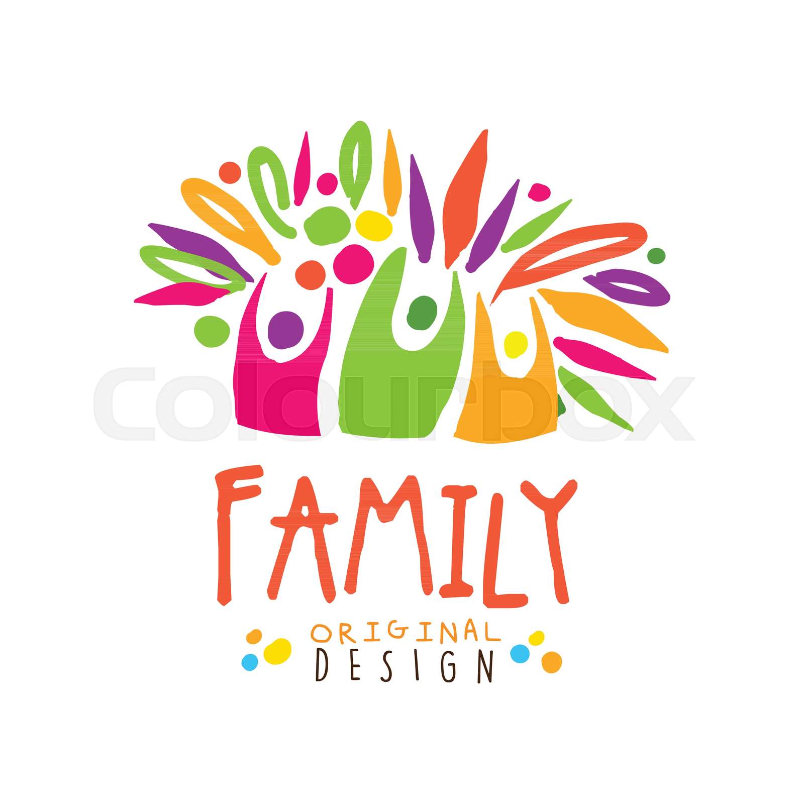 Colorful happy family logo design template | Stock vector | Colourbox