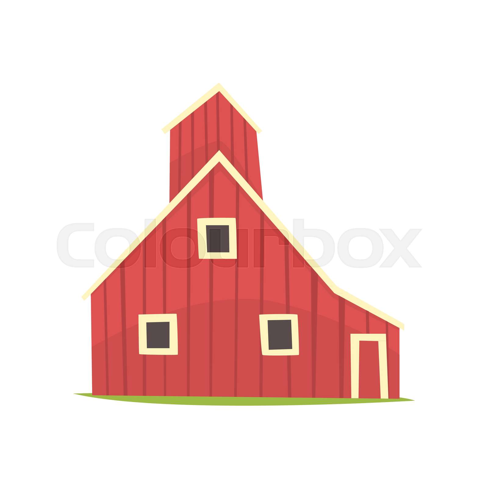 Red barn house, wooden agricultural building cartoon vector ...