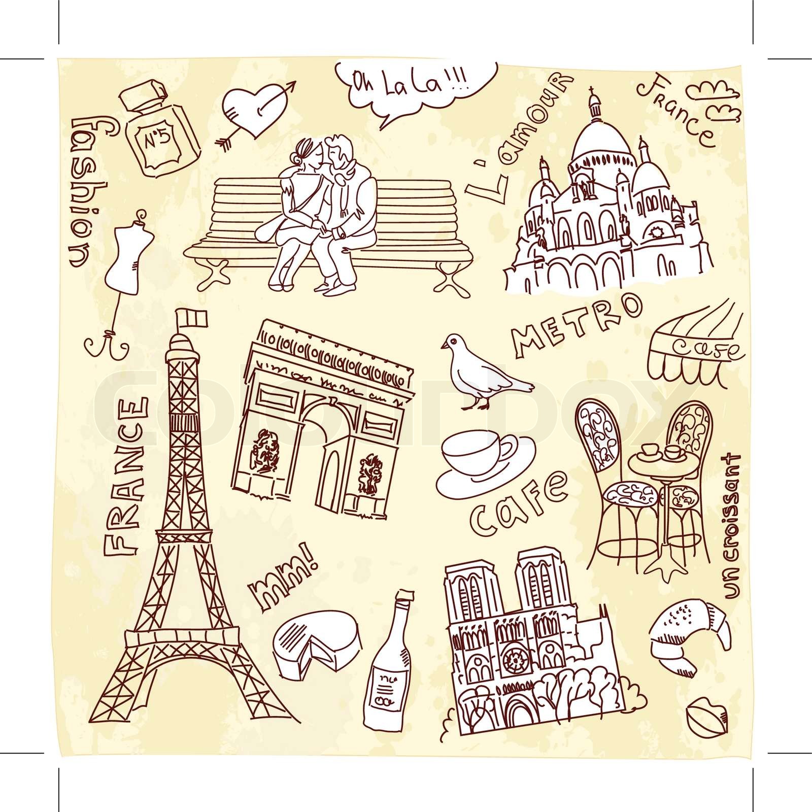 Paris doodles | Stock vector | Colourbox