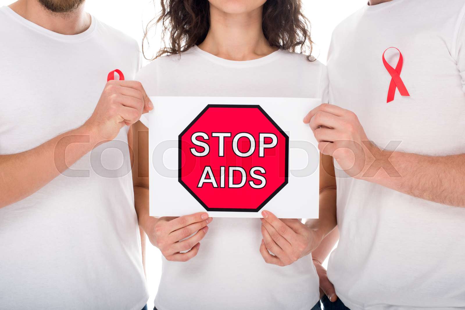 people with stop aids banner | Stock image | Colourbox
