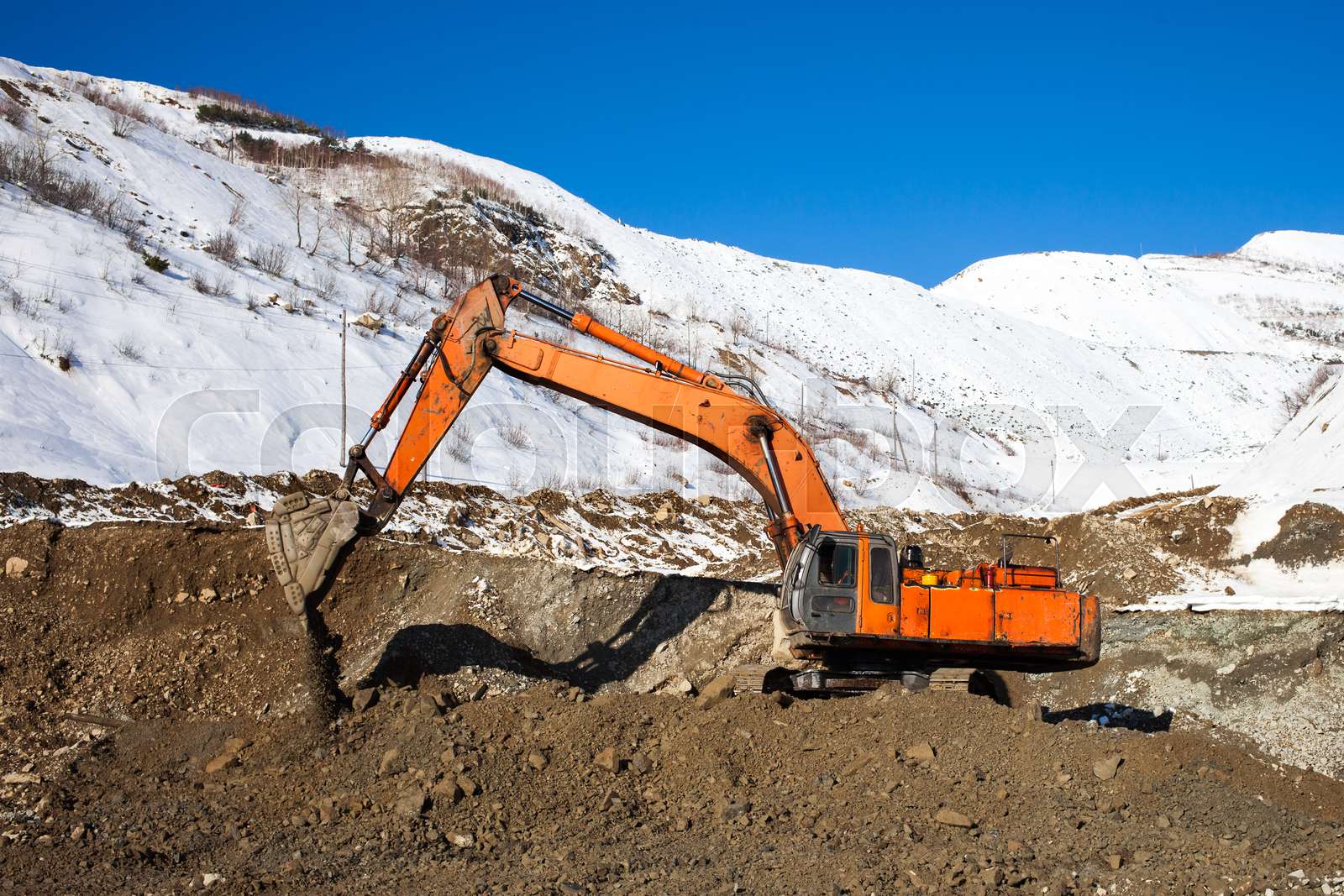 Excavator at mining | Stock image | Colourbox